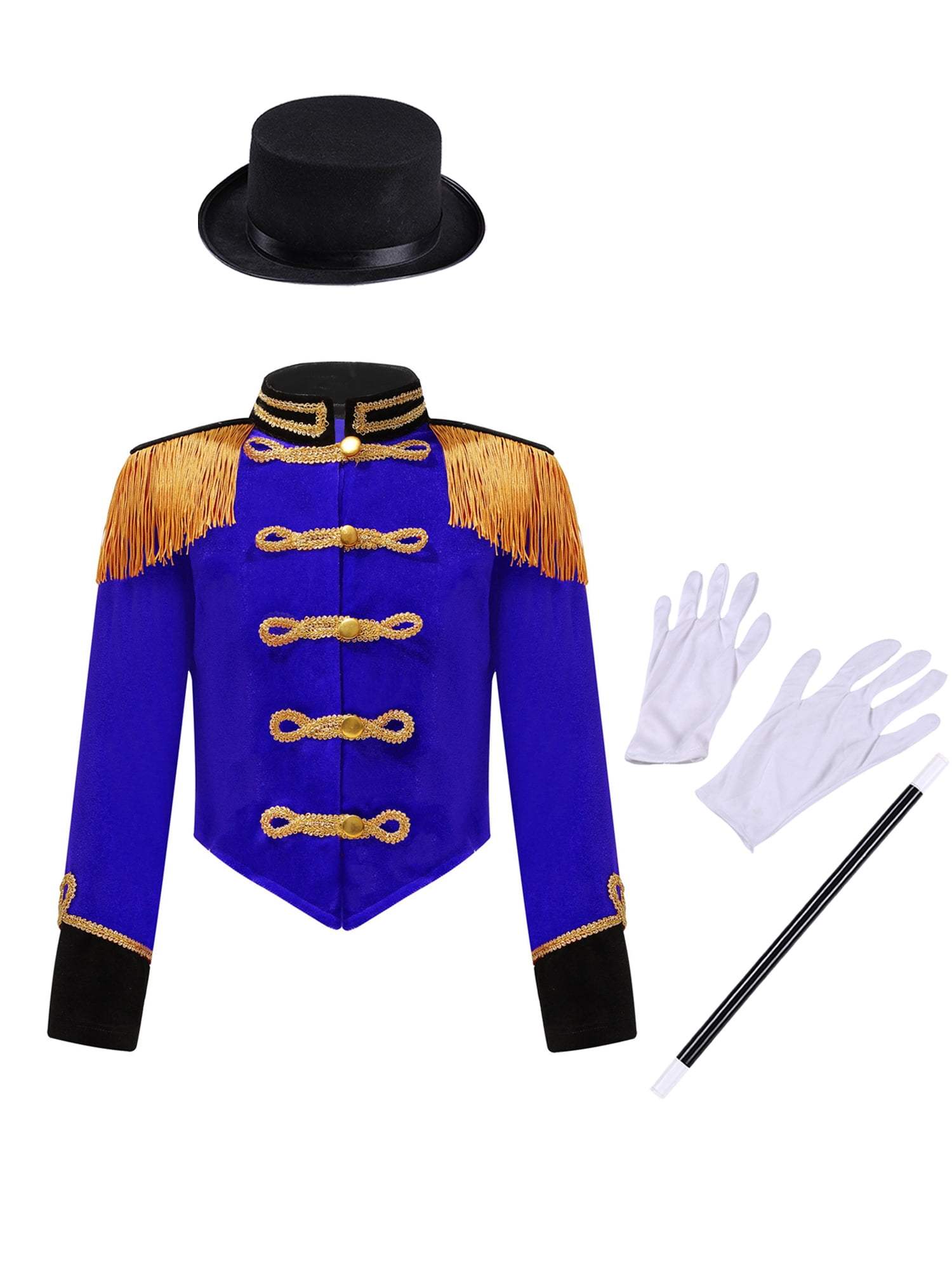 YIZYIF Kids Girls Circus Ringmaster Costume Marching Band Drum Major ...