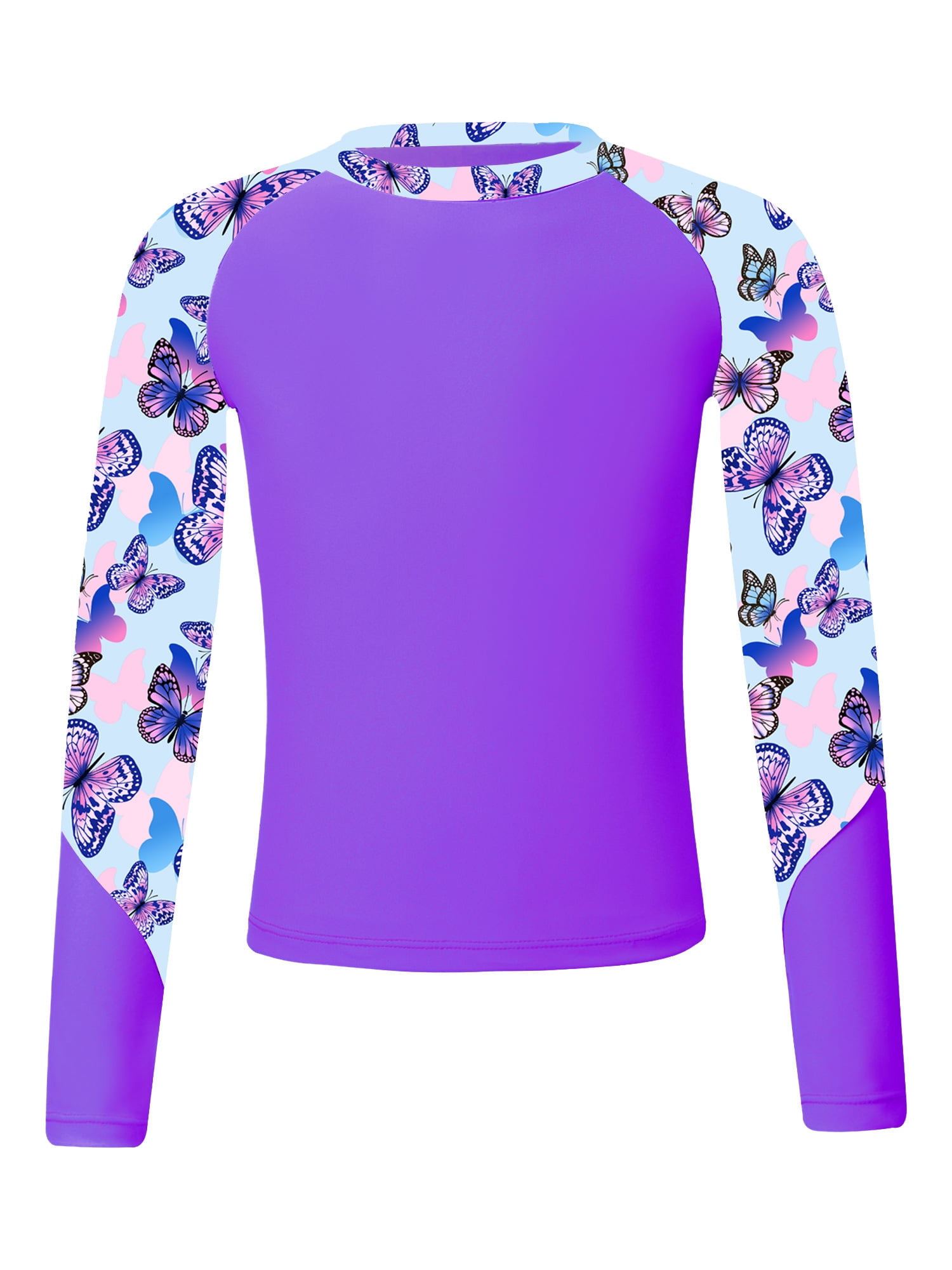 YIZYIF Kids Girls Long Sleeve Cartoon Print Swim Tops UPF 50+ Rash ...