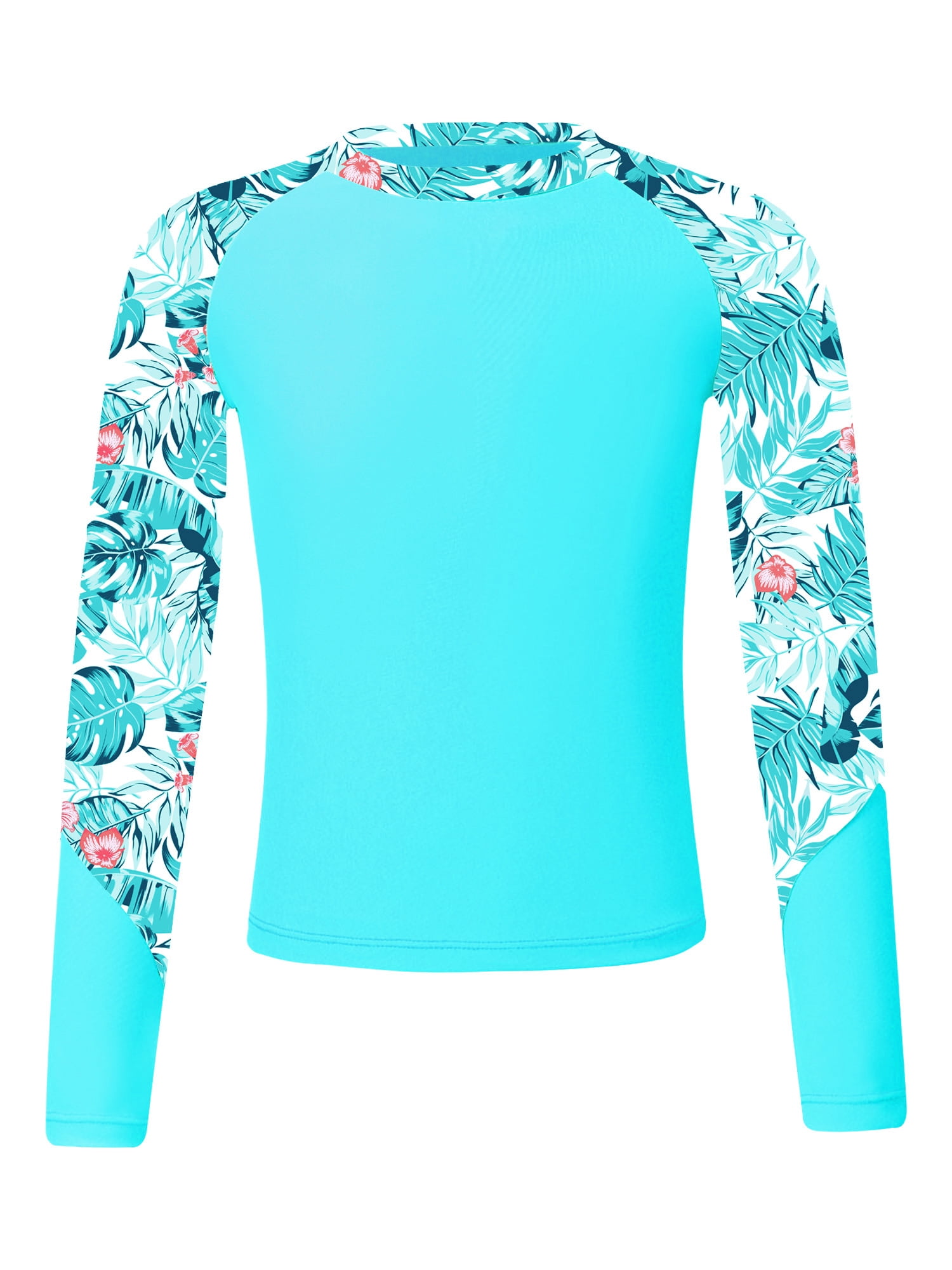 YIZYIF Kids Girls Long Sleeve Cartoon Print Swim Tops UPF 50+ Rash ...