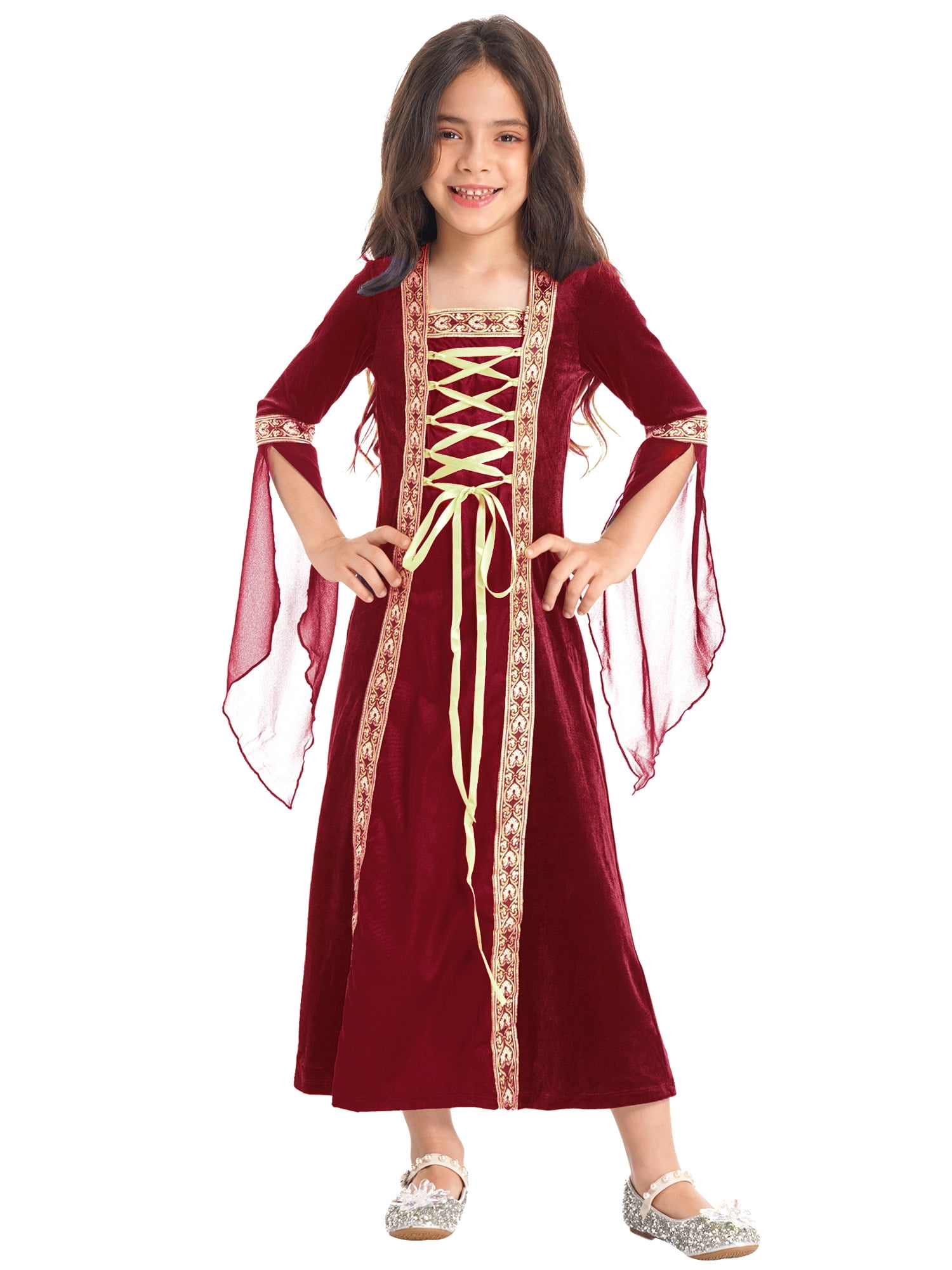 YIZYIF Kids Girls Medieval Princess Costume Retro Renaissance Gown ...