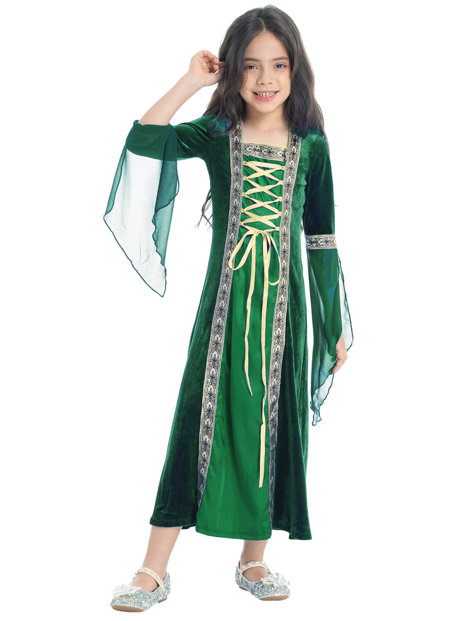 YIZYIF Kids Girls Medieval Princess Costume Retro Renaissance Gown ...
