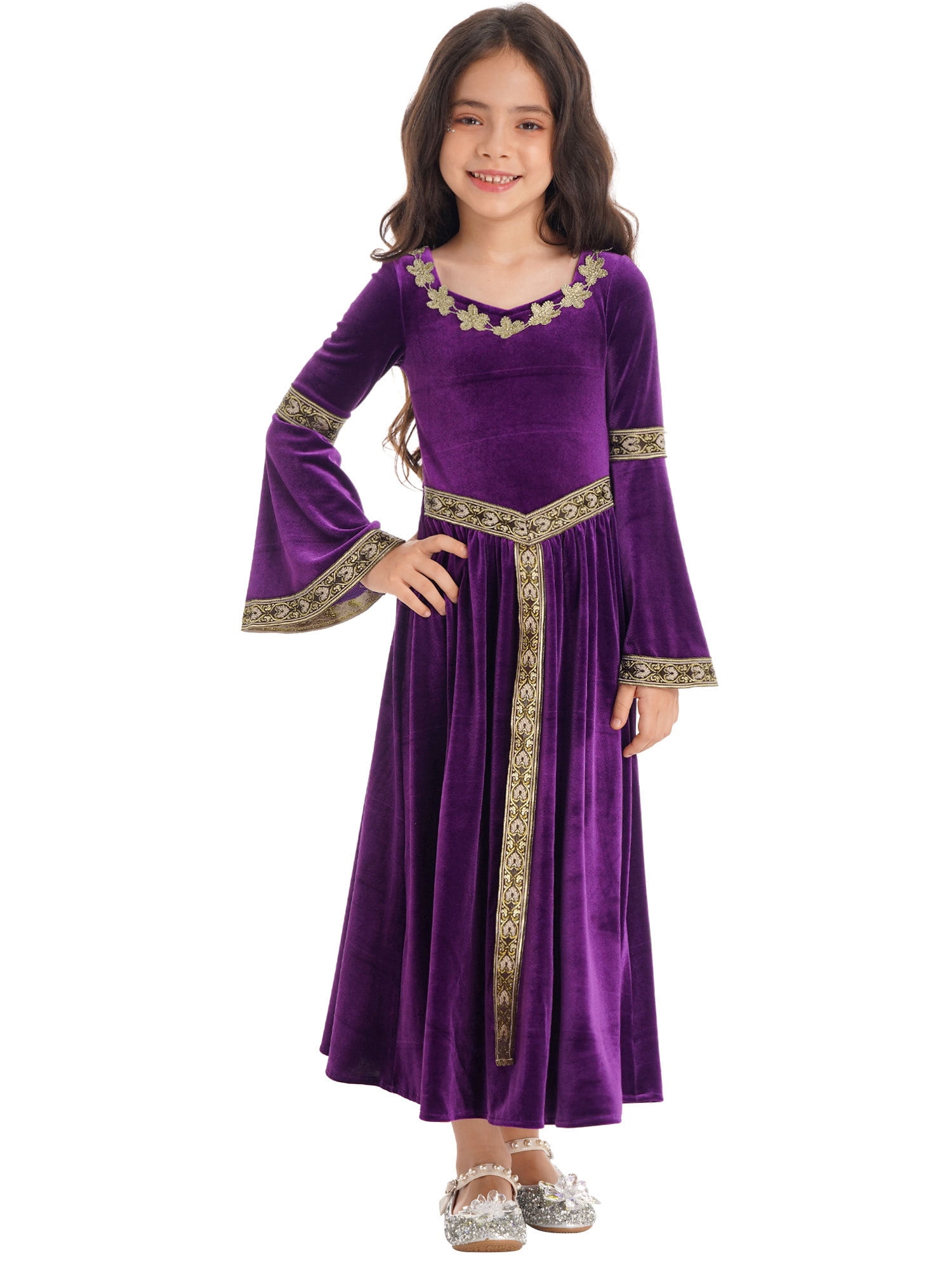 YIZYIF Kids Girls Medieval Princess Costume Retro Renaissance Gown ...