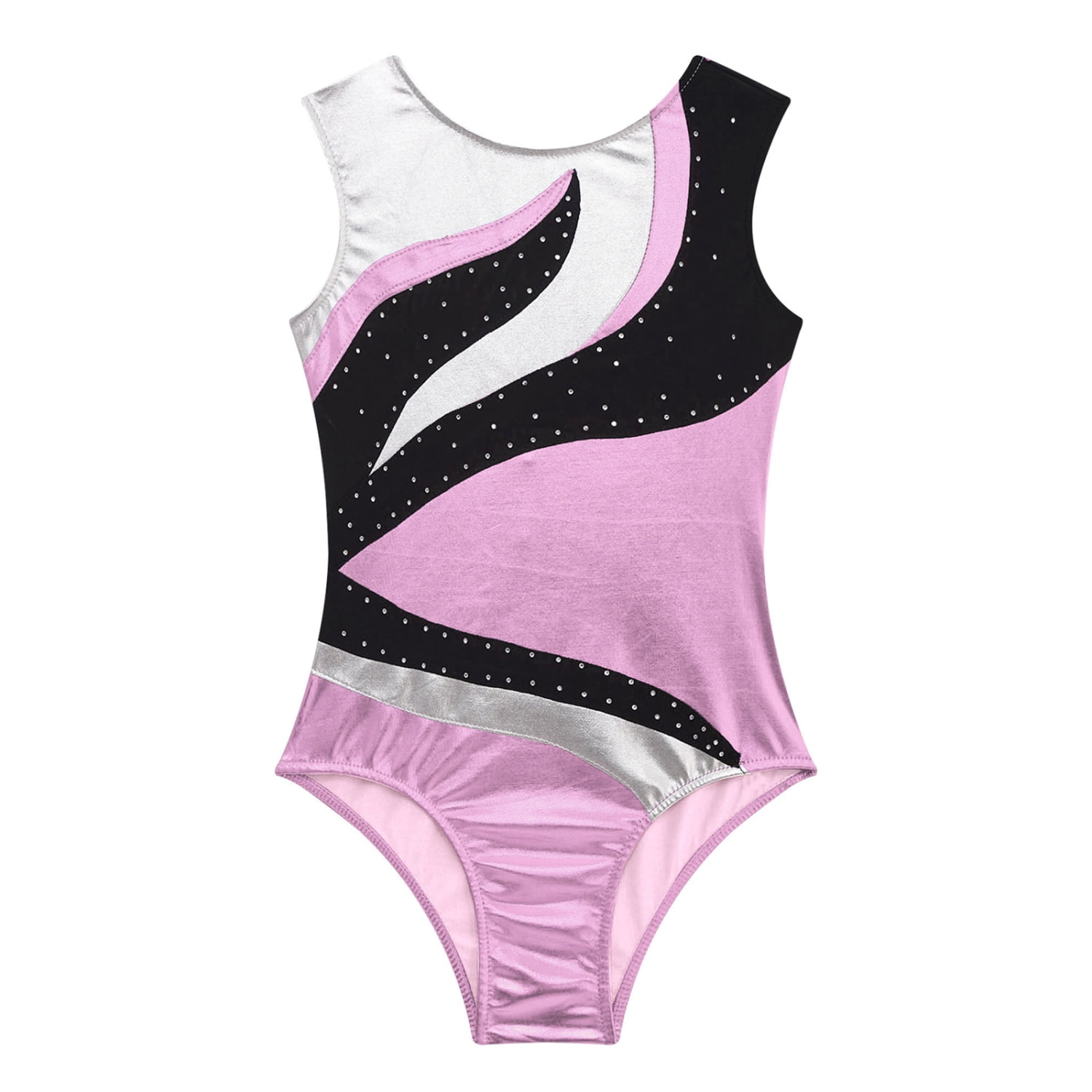 YIZYIF Kids Girls Metallic Ballet Dance Leotard Sparkle Rhinestones ...