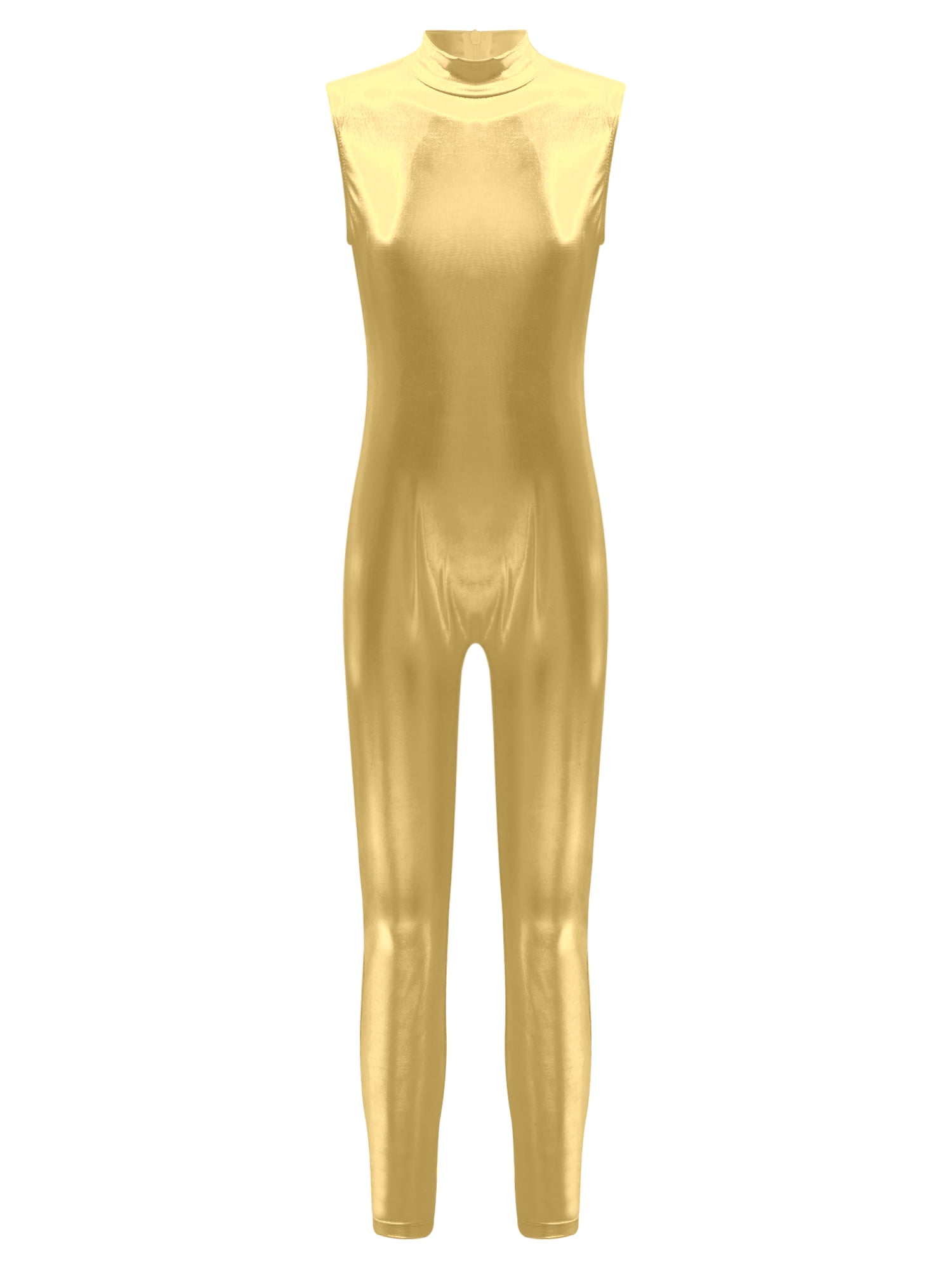 YIZYIF Kids Girls Metallic Jumpsuit Sleeveless Gymnastics Acrobatics ...