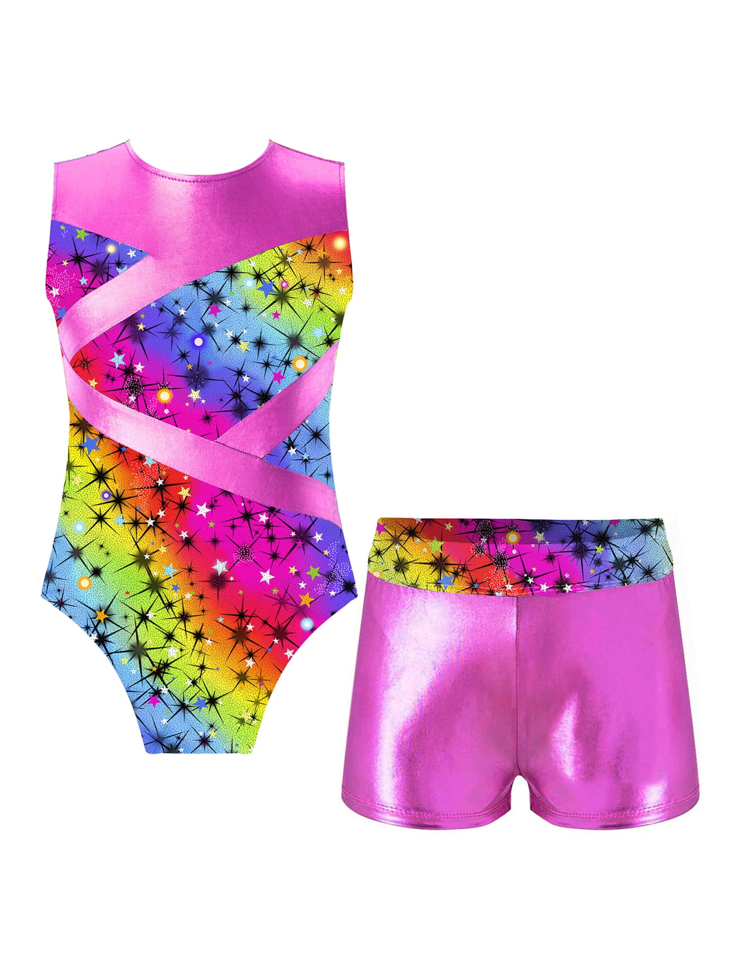 YIZYIF Kids Girls Metallic Sleeveless Ballet Dance Leotard Gymnastics ...