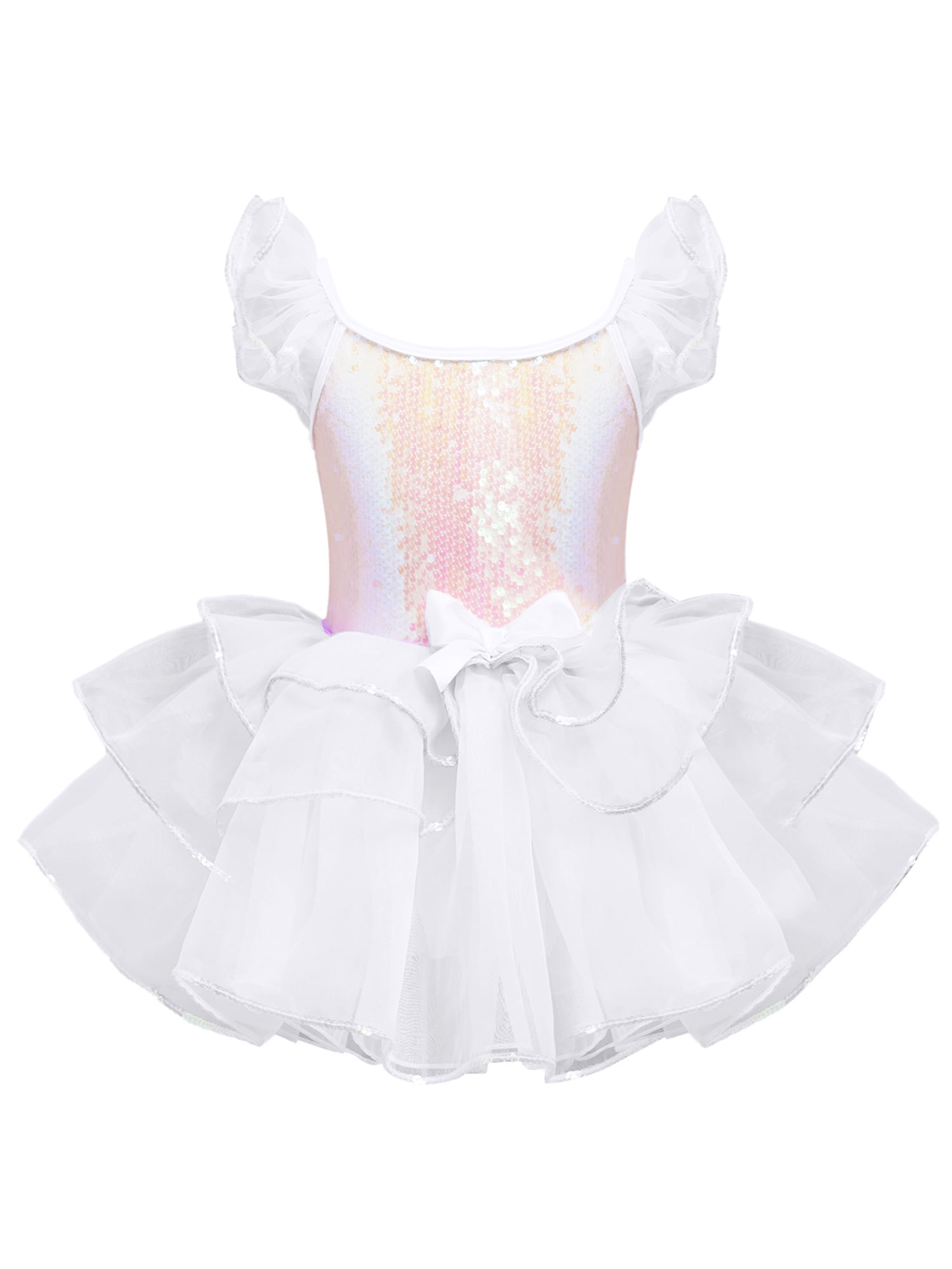 YIZYIF Kids Girls Sequins Ballet Dance Tutu Dress Gymnastics Ballerina ...