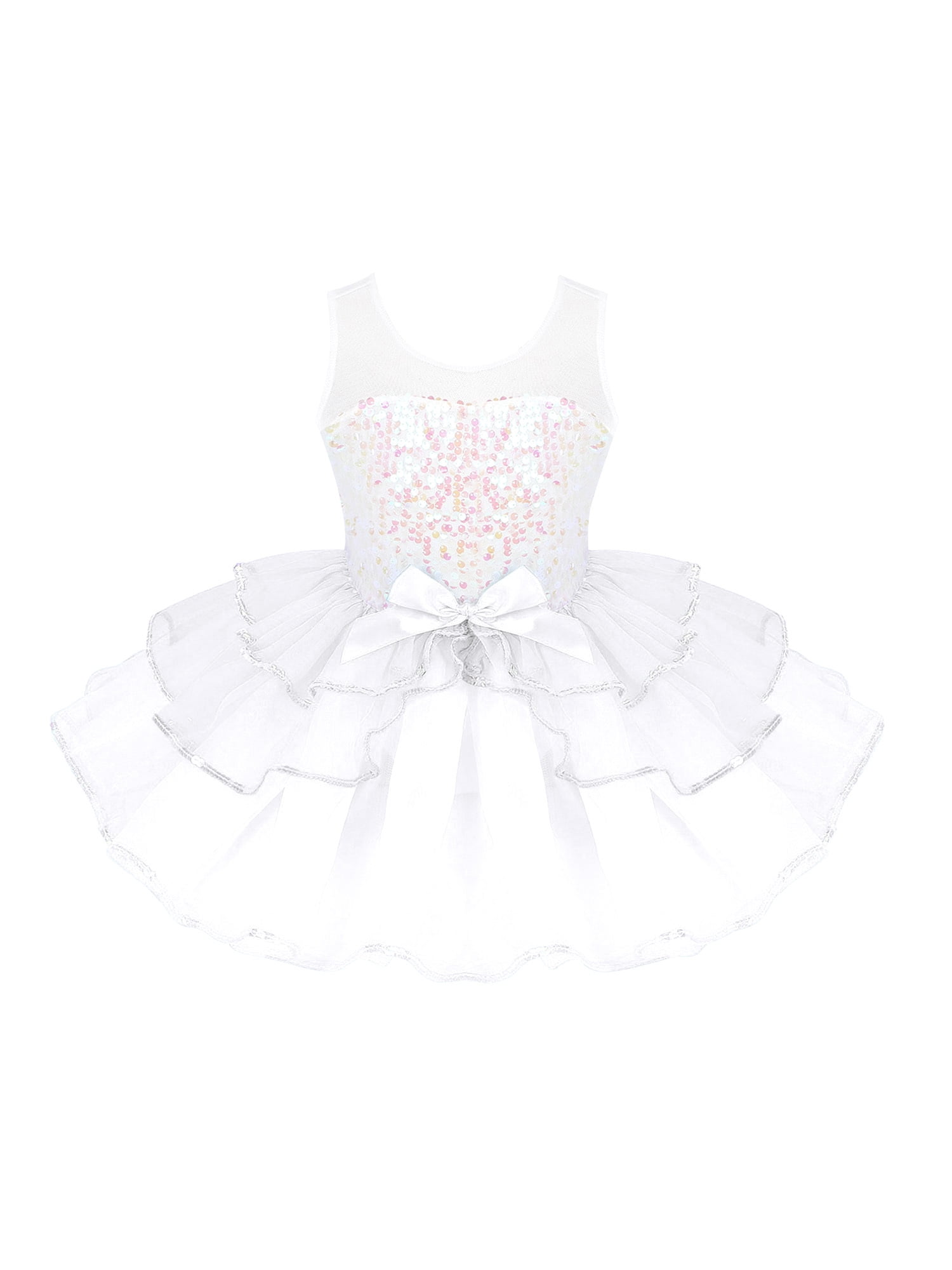 YIZYIF Kids Girls Sequins Ballet Dance Tutu Dress Gymnastics Ballerina ...