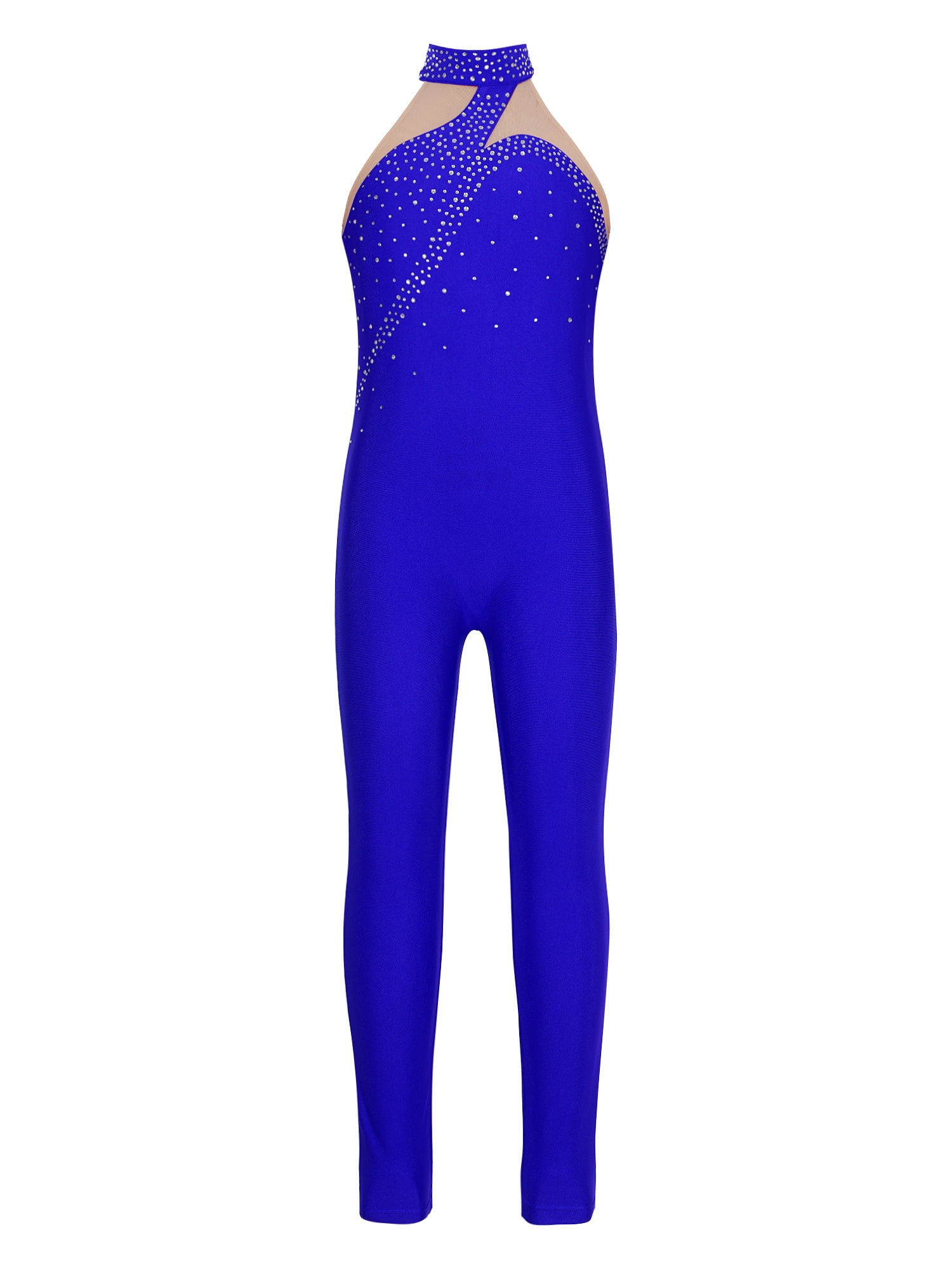 YIZYIF Kids Girls Sleeveless Dance Unitard sleeveless Mesh Rhinestone ...