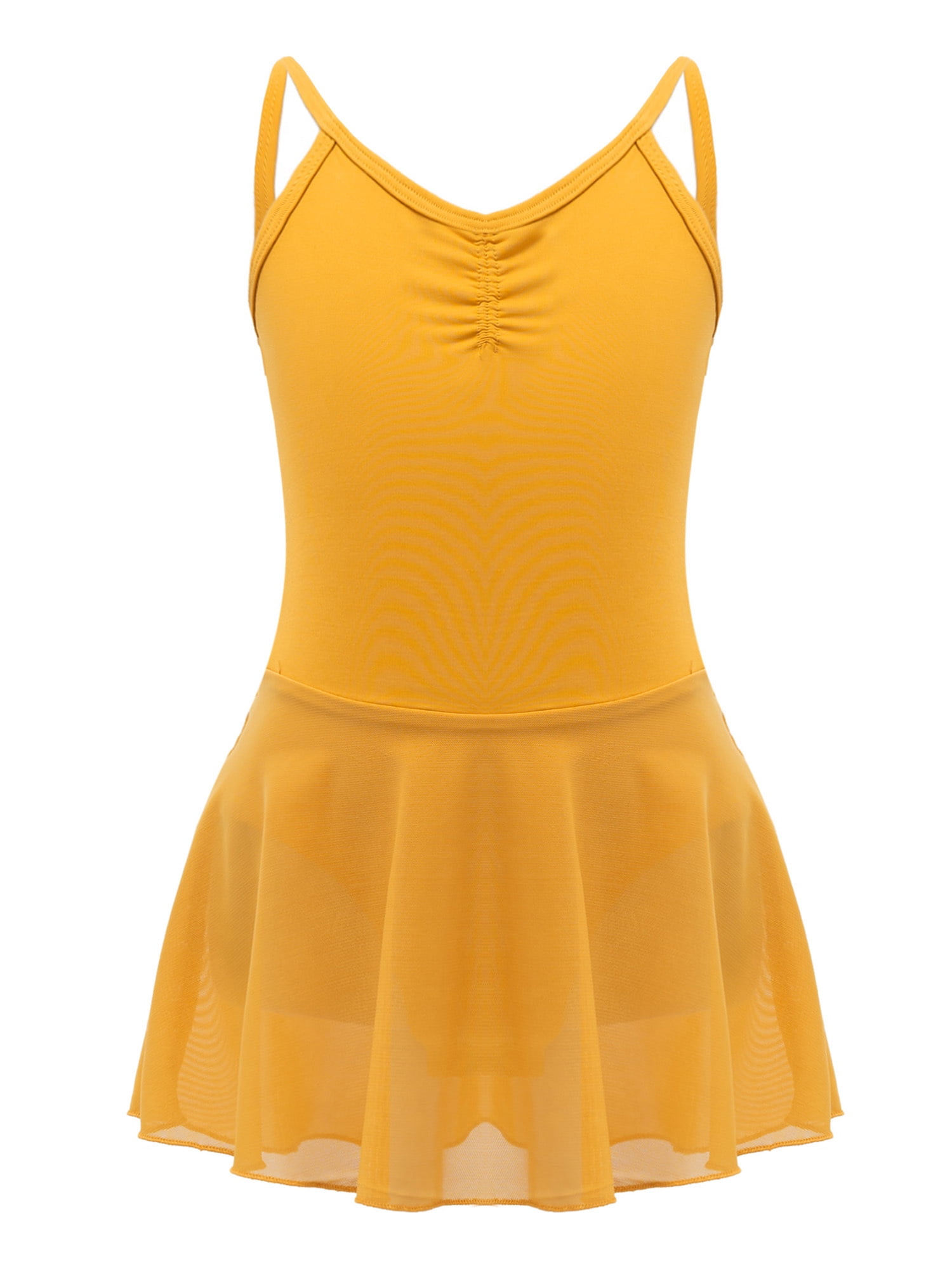 YIZYIF Kids Girls Spaghetti Straps Ballet Dance Dress Solid Color ...
