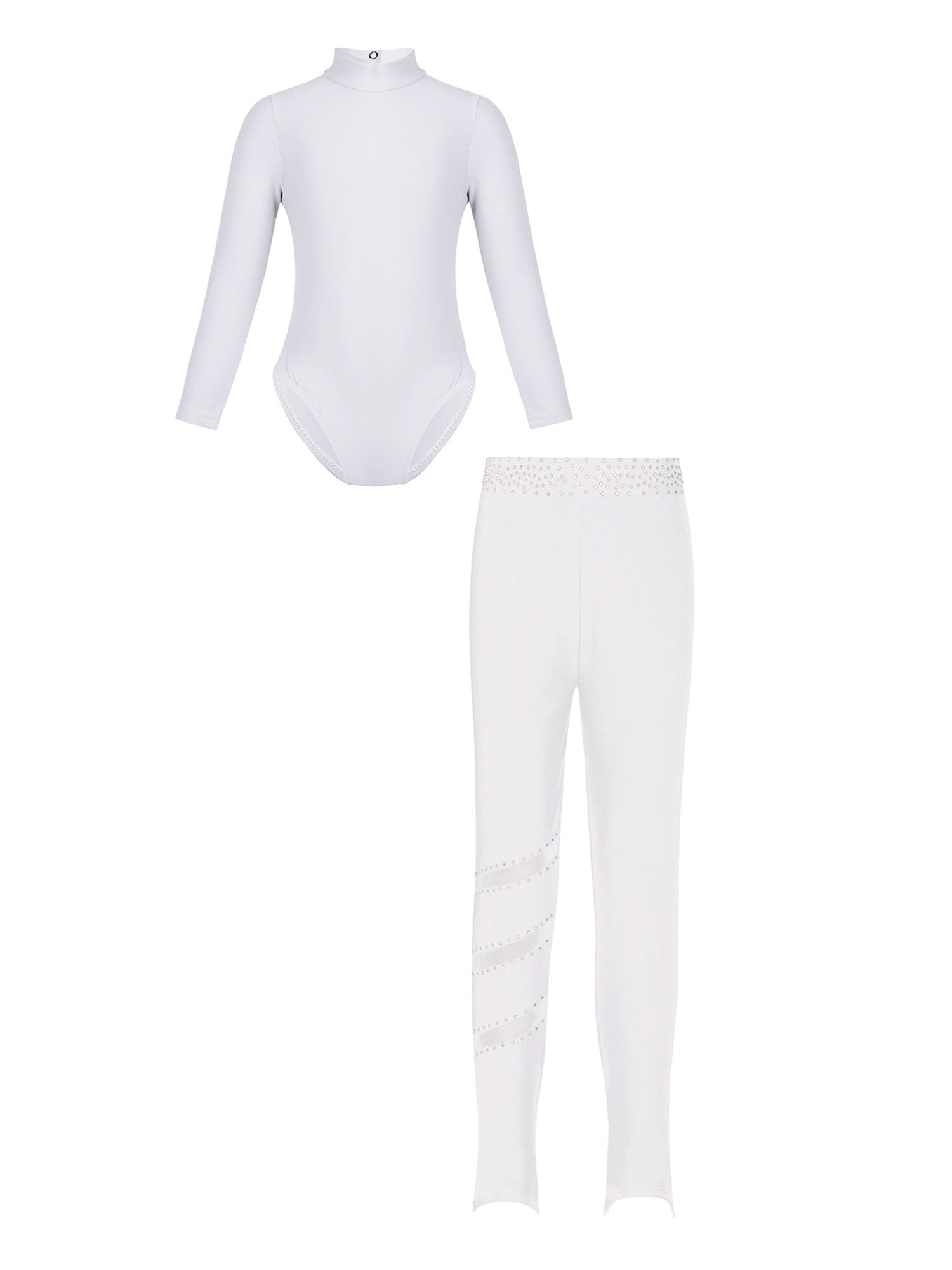 YIZYIF Kids Girls Sports Suit Long Sleeve Leotard with Sparkly ...