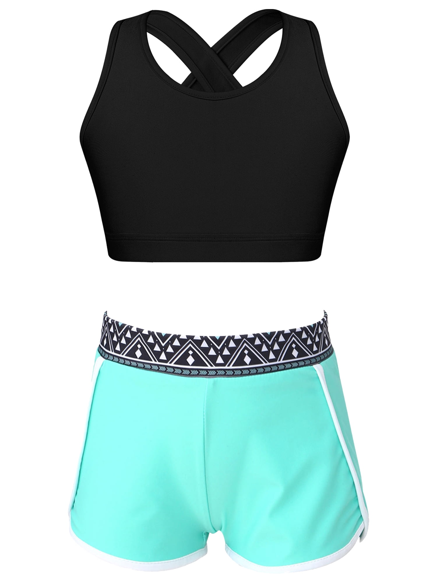 YIZYIF Kids Girls Swimming Bathing Suit Athletic Outfit Criss Cross ...
