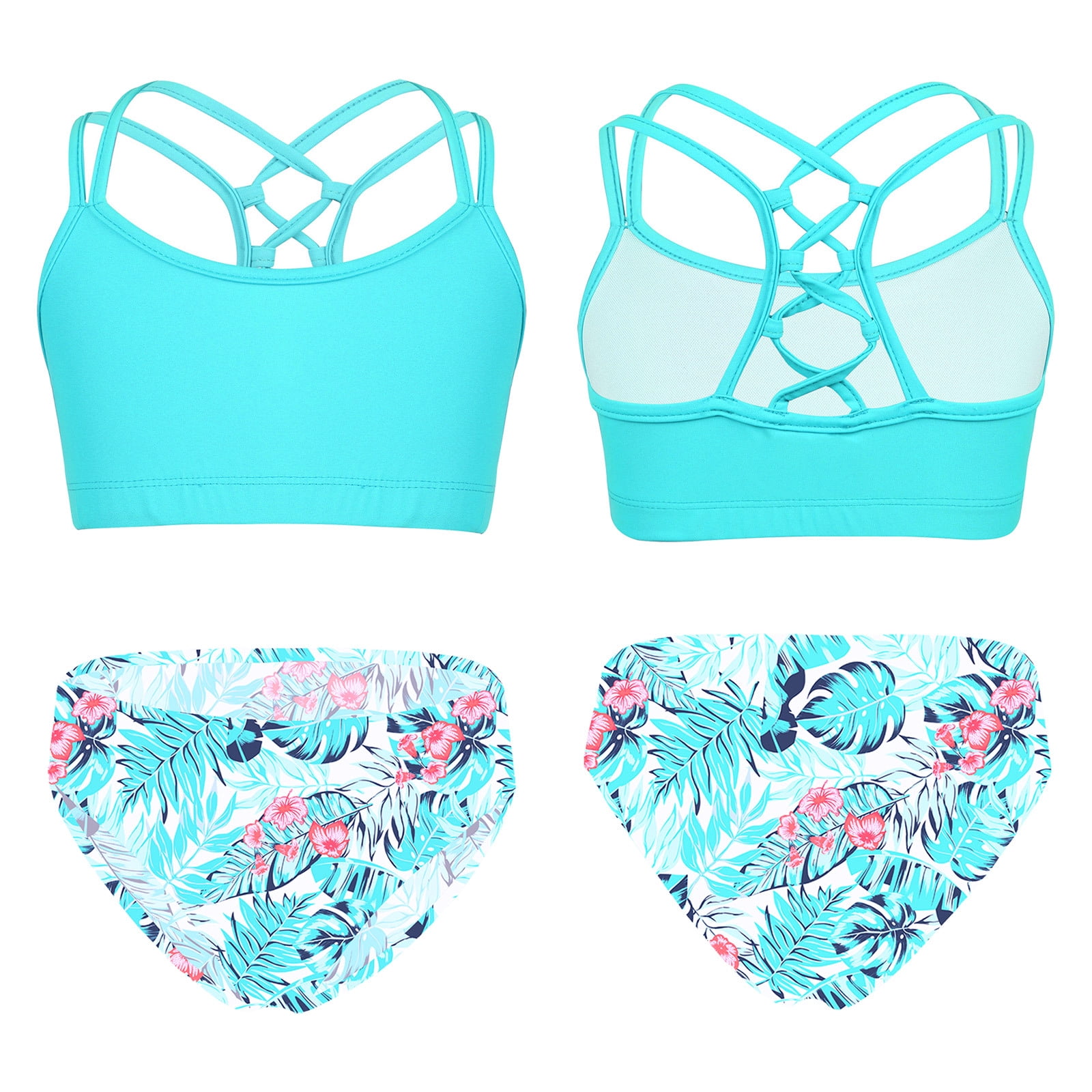 YIZYIF Kids Girls Tankini Sleeveless Strappy Back Tank Top with Bikini ...