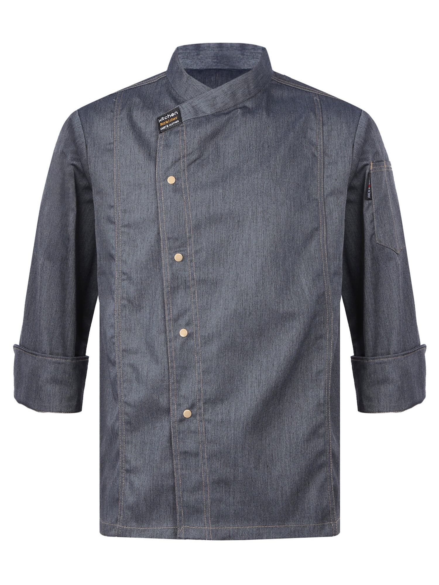 YIZYIF Mens Chef Coat Jacket Hotel Restaurant Kitchen Work Wear Cooking ...