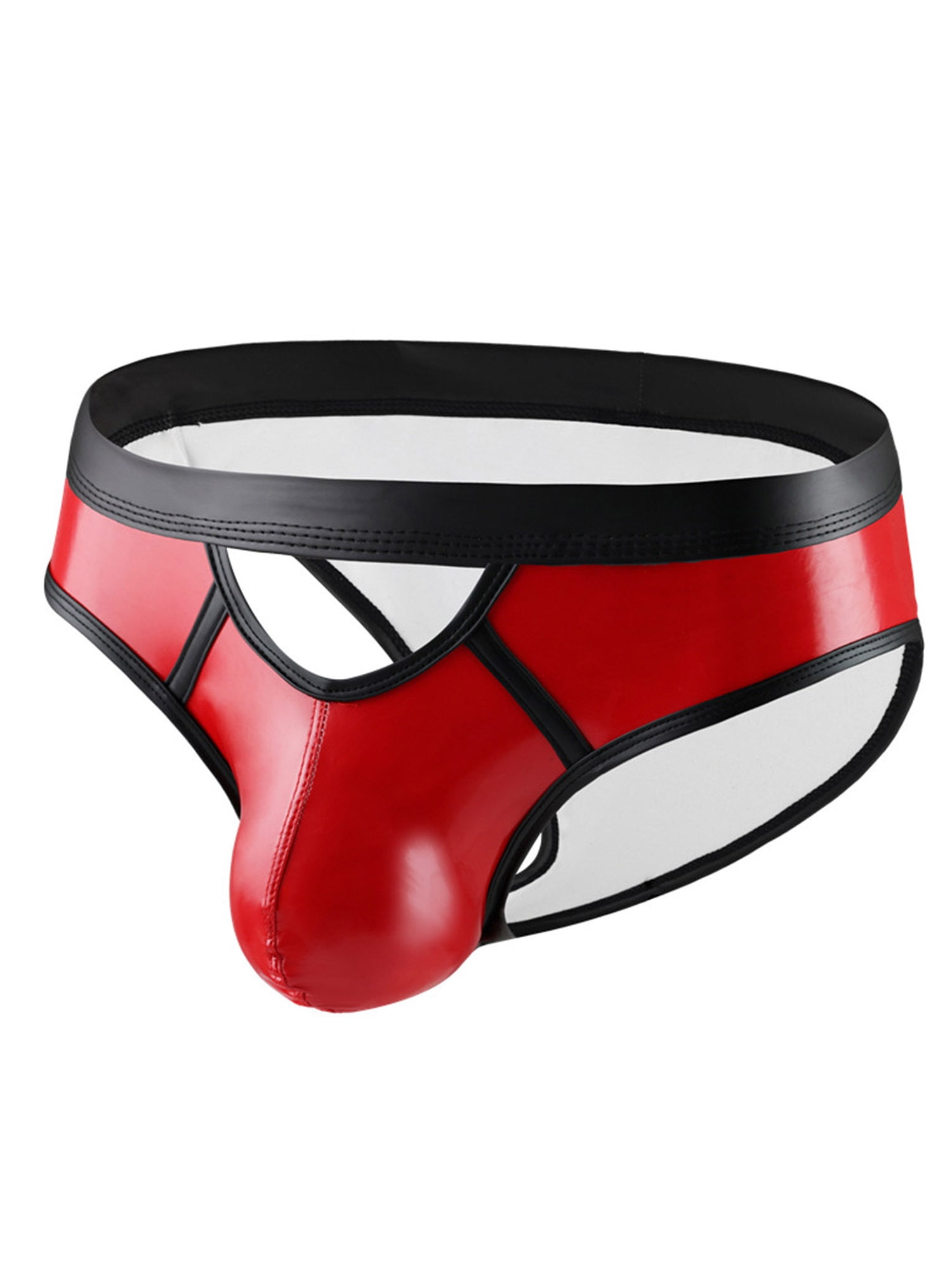 Yizyif Mens Glossy Underwear Shiny Low Rise Briefs Patent Leather
