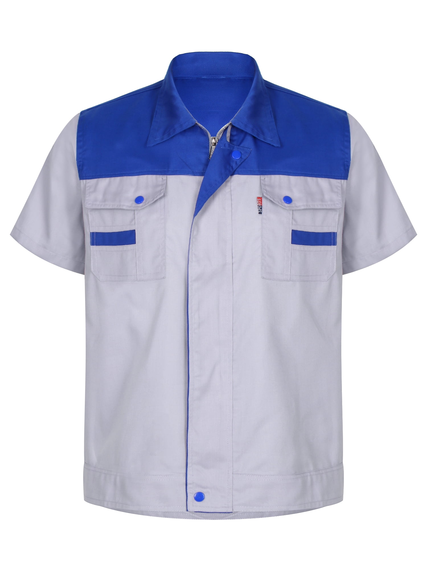 YIZYIF Mens Short Sleeve Motor Mechanic Uniform Color Contrast Work ...