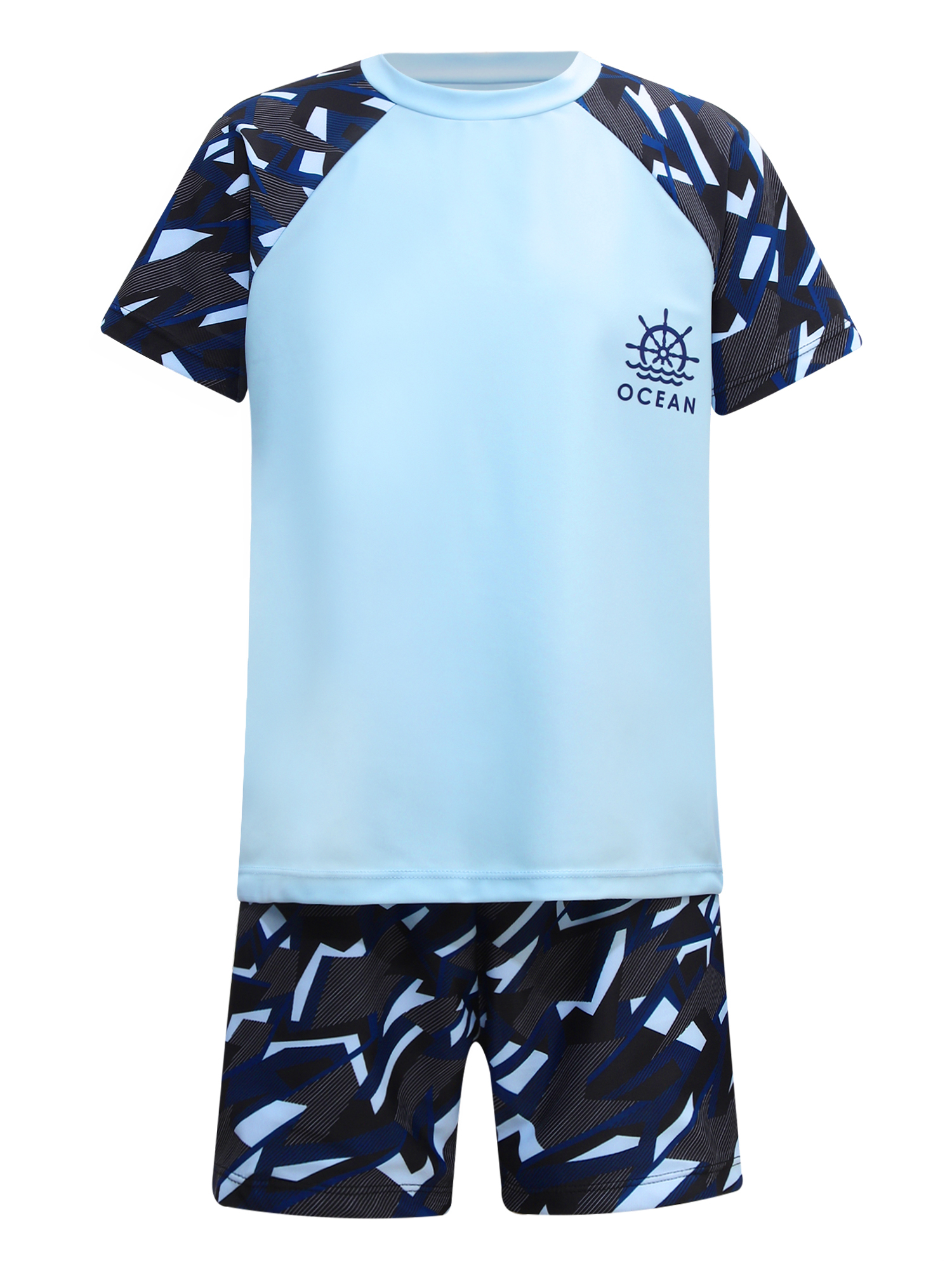 YIZYIF Two-Piece Swimsuit for Boys Quickly-dry Camouflage Pattern ...