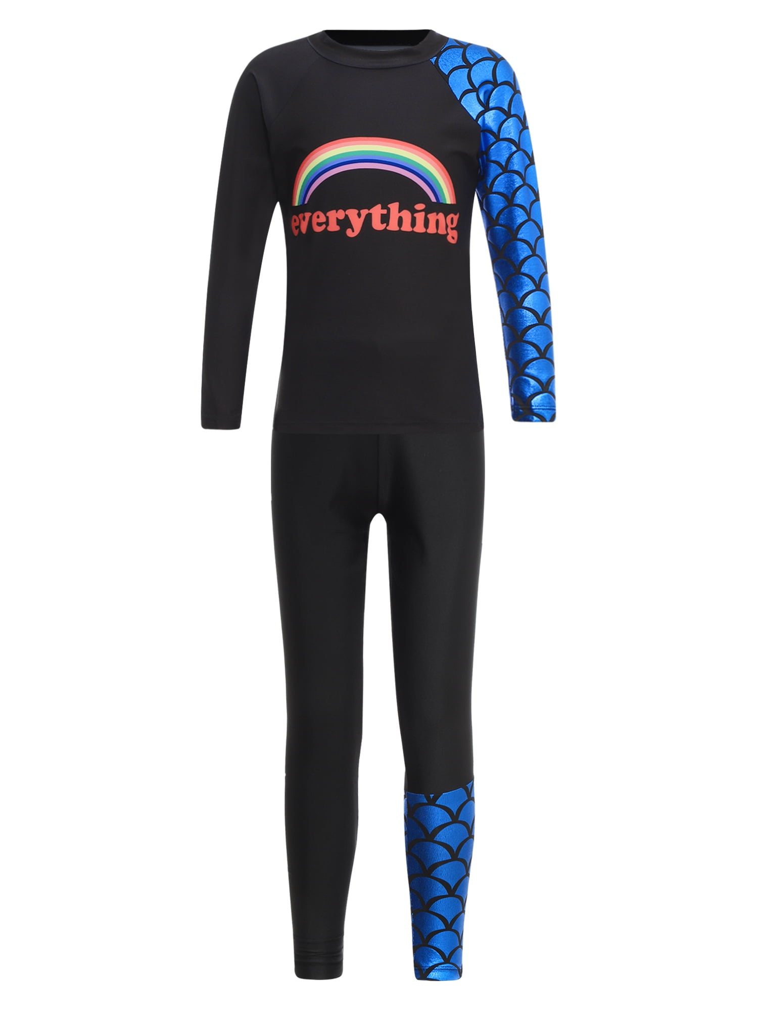 YIZYIF Unisex Boys Girls Swimsuit Rainbow Fish Scales Printed Rash ...