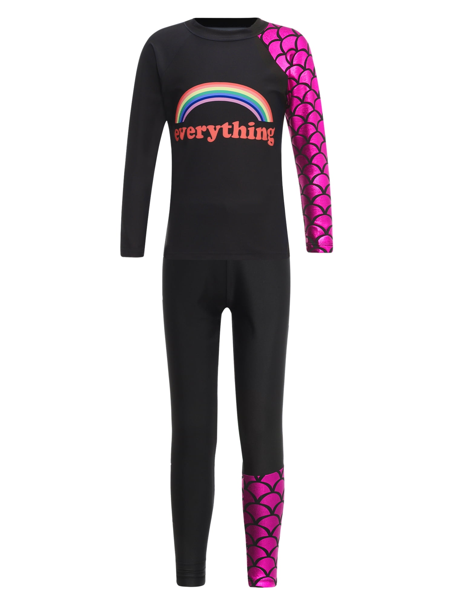 YIZYIF Unisex Boys Girls Swimsuit Rainbow Fish Scales Printed Rash ...