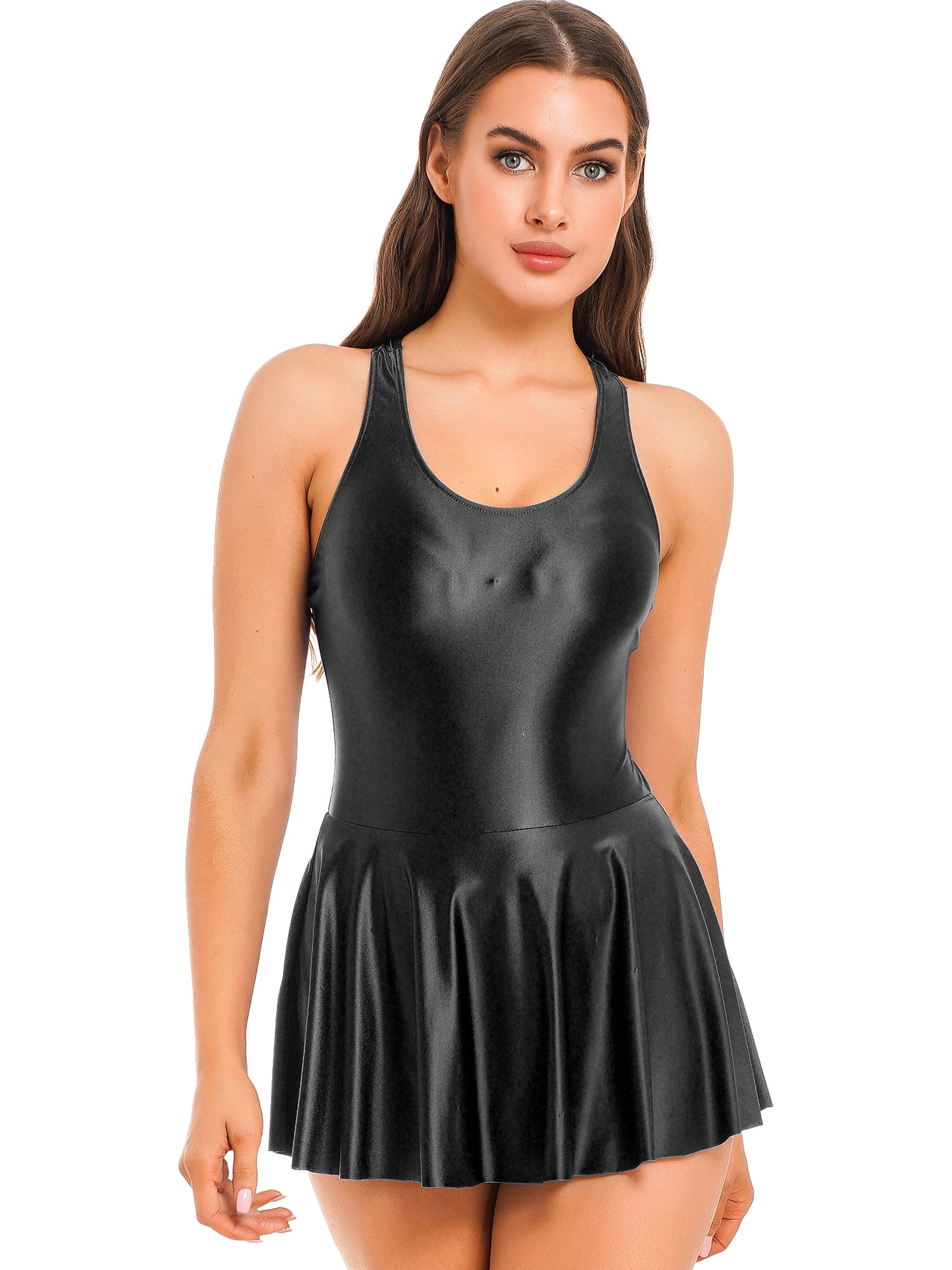 YIZYIF Womens Glossy Bodycon Dress Sleeveless U Neck Leotard Shiny Tank ... YIZYIF Womens Glossy Bodycon Dress Sleeveless U Neck Leotard Shiny Tank ...