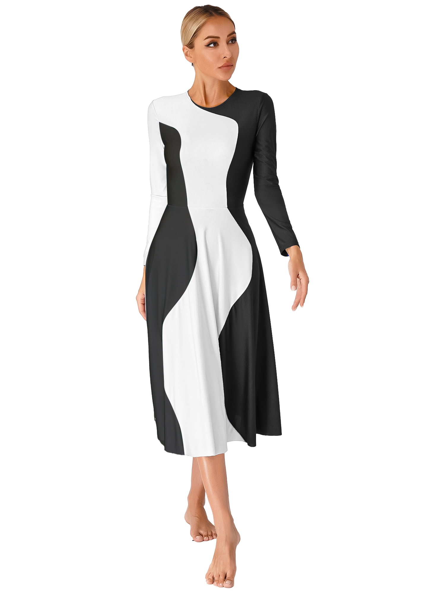 YIZYIF Womens Long Sleeve Liturgical Praise Dance Dress Worship Church ...