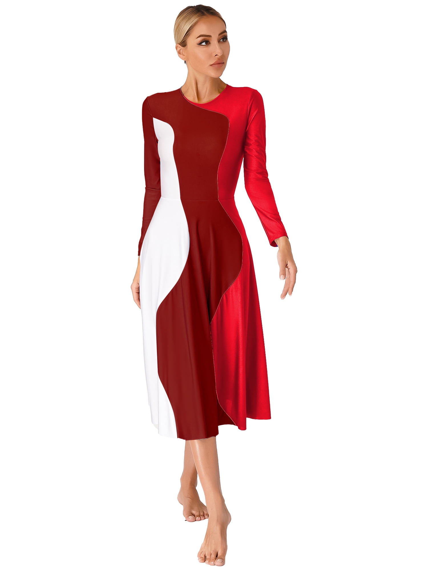 YIZYIF Womens Long Sleeve Liturgical Praise Dance Dress Worship Church ...