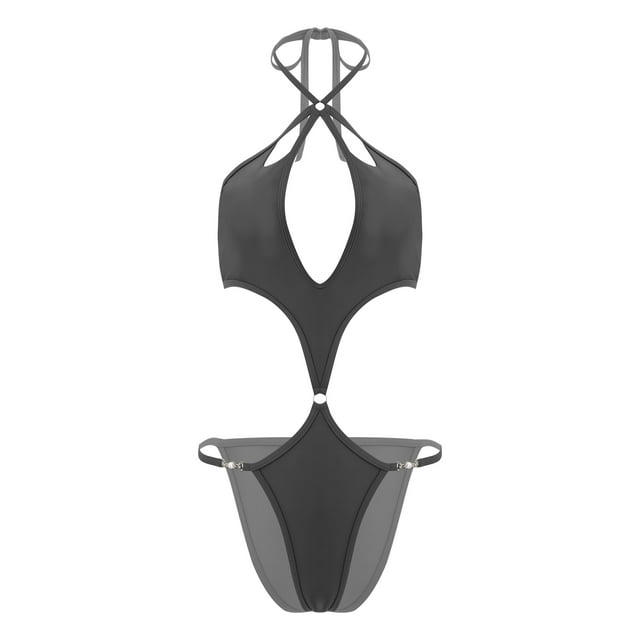 YIZYIF Womens One Piece Swimsuit Monokini Halter Backless Padded Bra ...