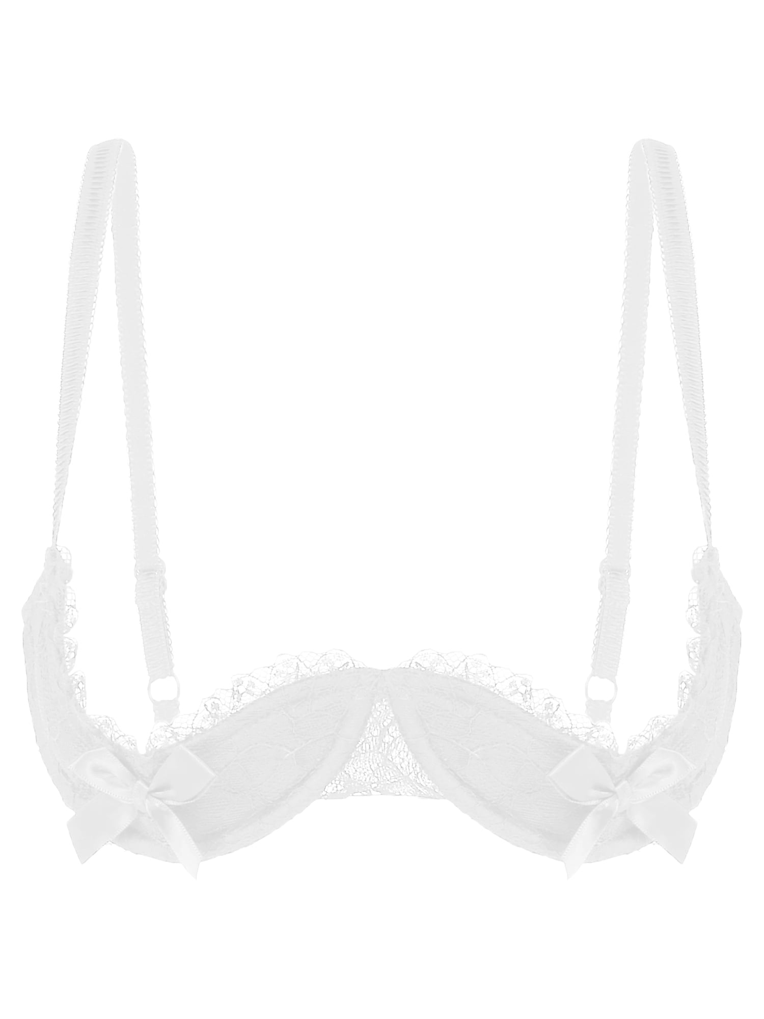 Yizyif Womens Open Nipples Half Cups Lace Bra Padded Underwired Push Up