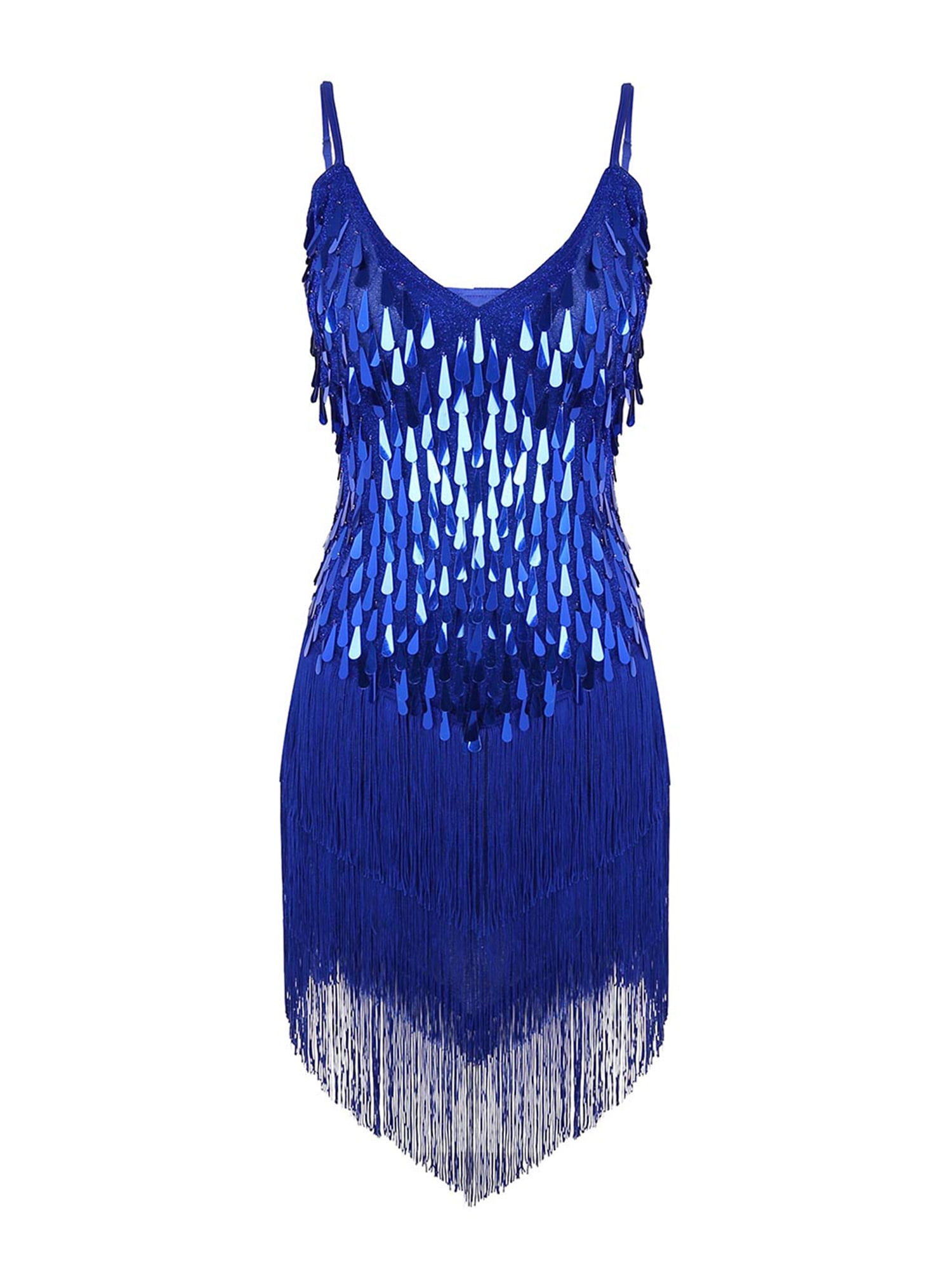 Yizyif Womens Sparkle Sequins Tassels Fringe Dance Dress 1920s Cocktail