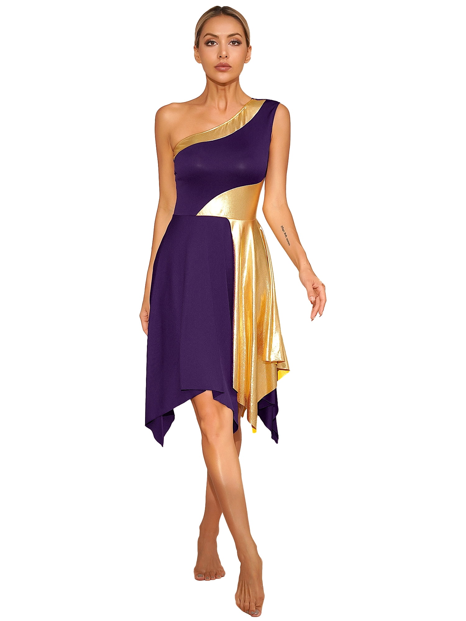 YIZYIF Womens Tunic Overlay Liturgical Church Praise Dance Dress One ...