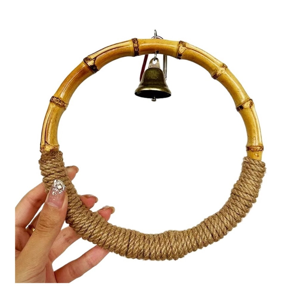 YJ 3PCS Natural Wood Bird Swing Toy for Parakeets, Sturdy Bird Perches ...