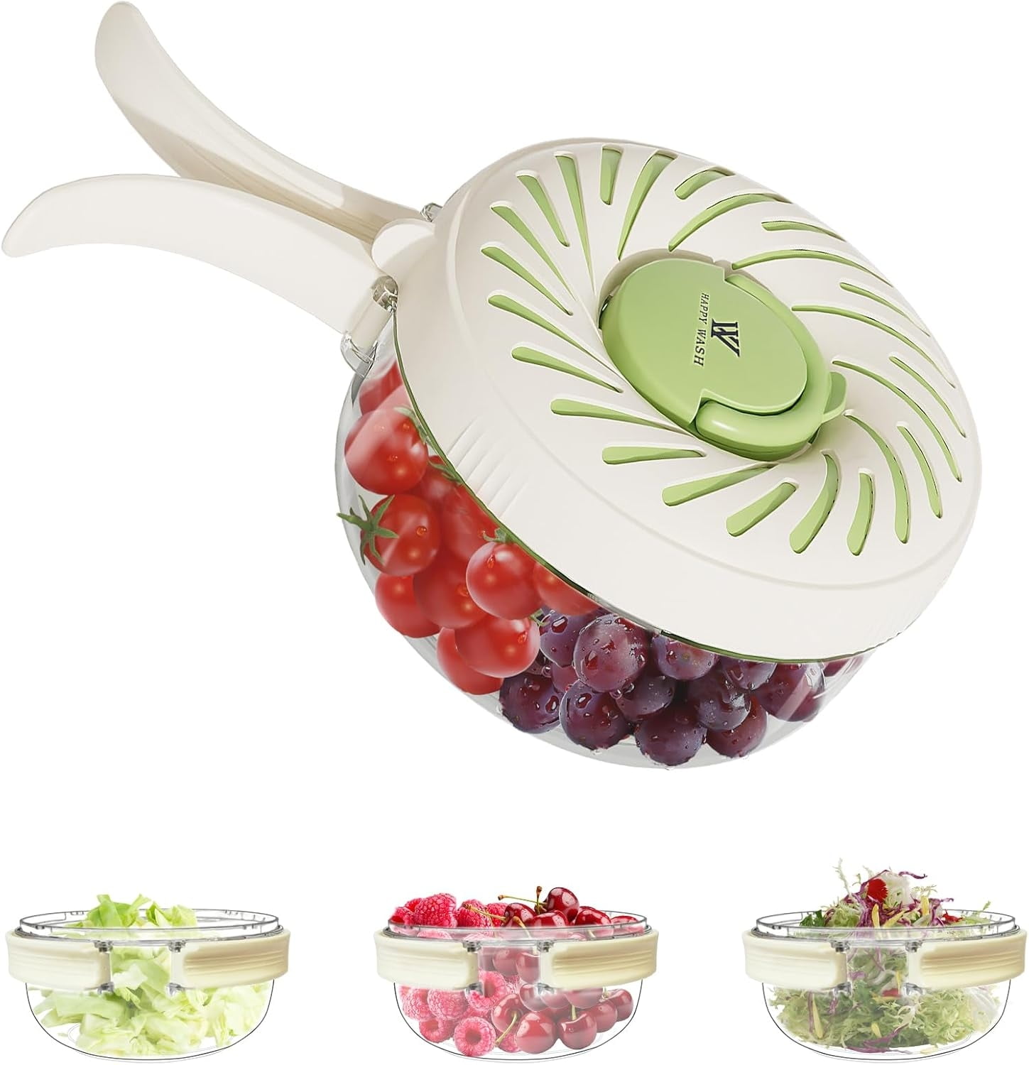 YJ Fruit Washing Bowl With Strainer And Lid,Handle 2-in-1 Drainer ...