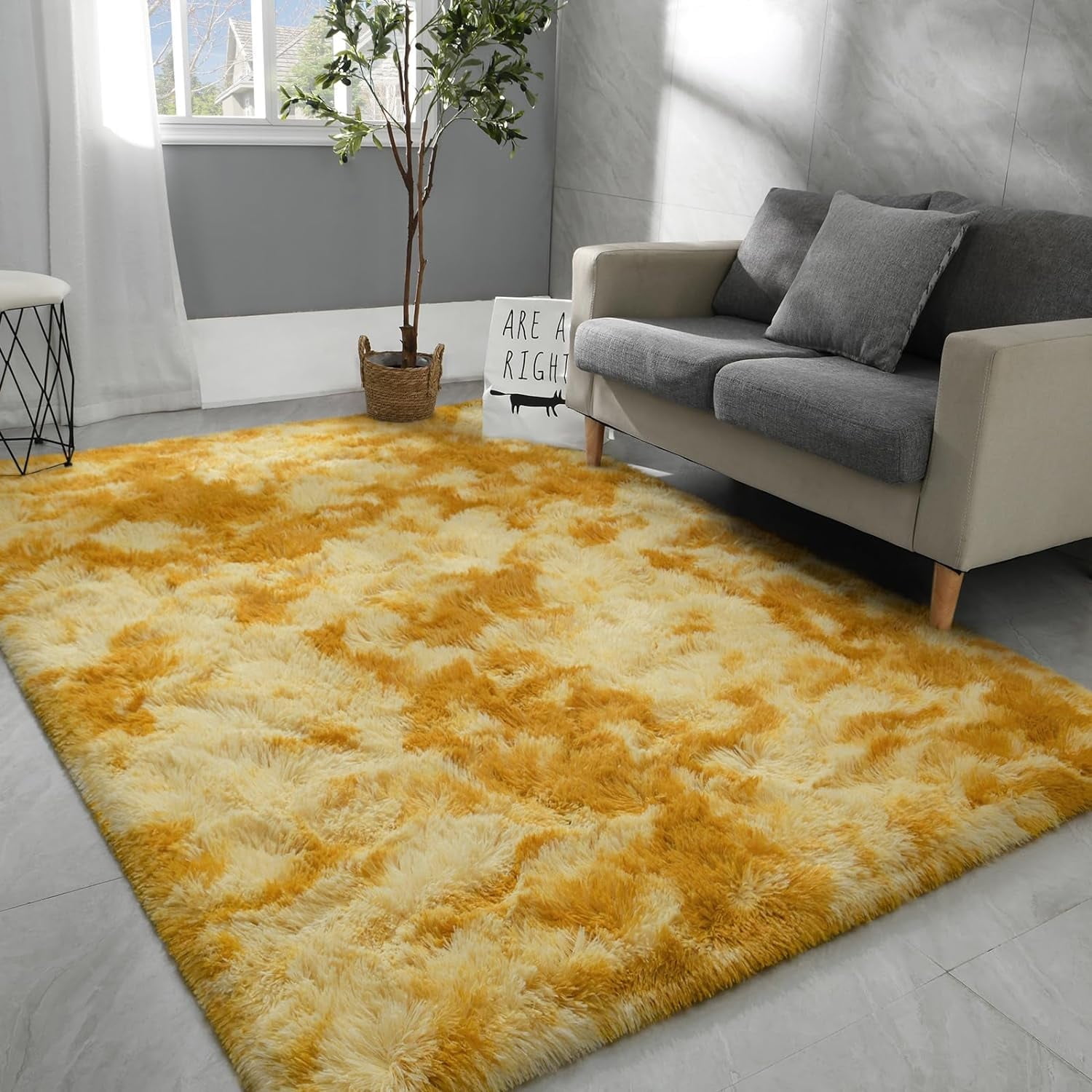 YJ.GWL 6x9ft Tie Dye Shag Area Rug For Living Room Bedroom,Shaggy ...