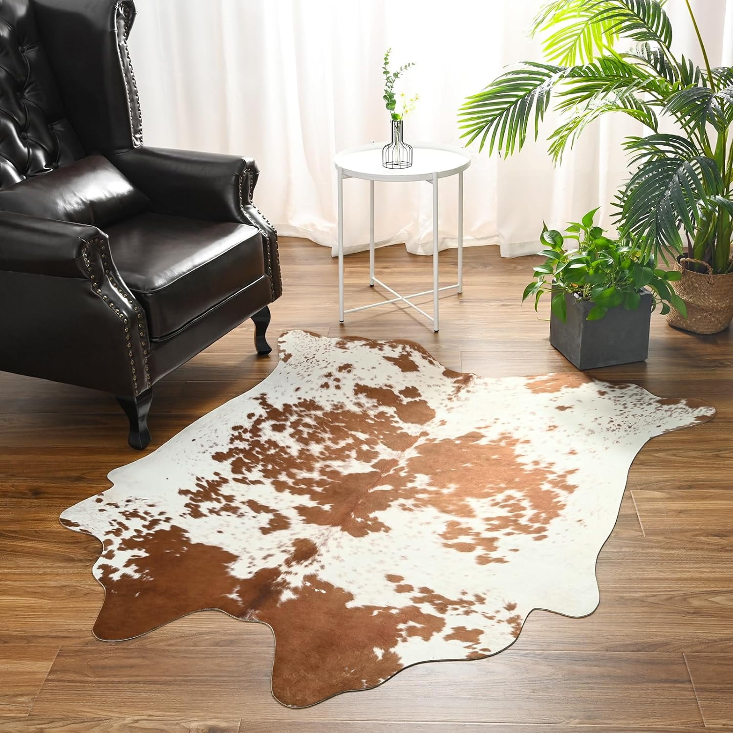 YJ.GWL Faux Cowhide Area Rug Soft Carpet Animal Print Rugs for Bedroom ...