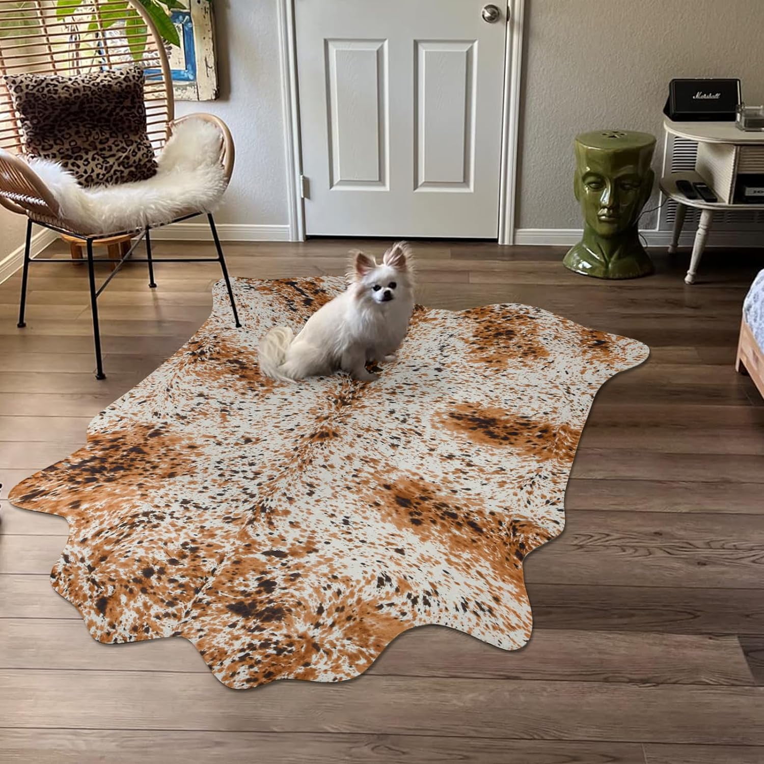 YJ.GWL Faux Cowhide Area Rug Soft Mat Carpet Cow Print Rugs for Bedroom ...