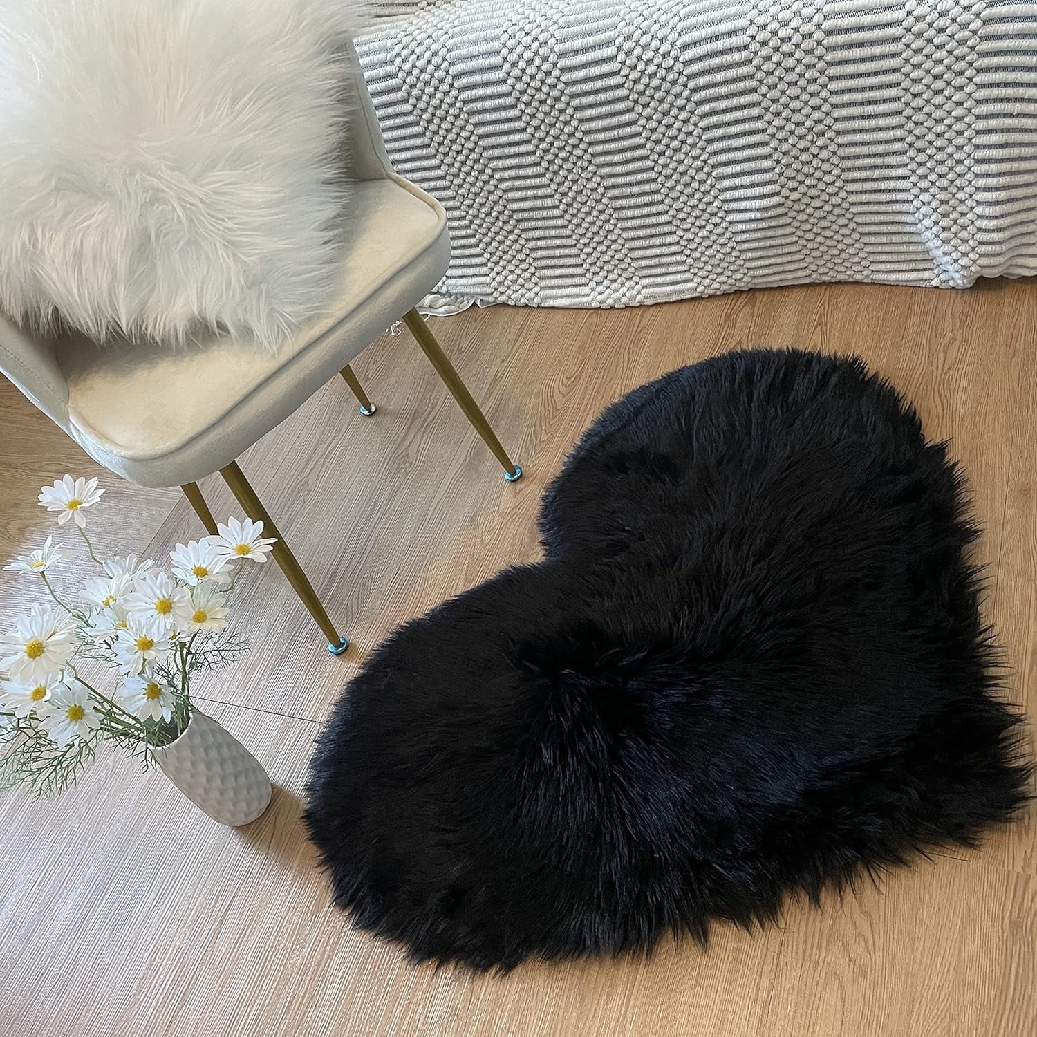 YJ.GWL Fluffy Area Rugs Plush Heart Shaped Rug Carpet for Bedroom ...