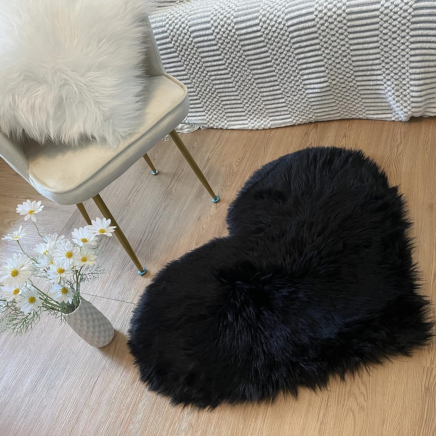 YJ.GWL Fluffy Area Rugs Plush Heart Shaped Rug Carpet for Bedroom ...