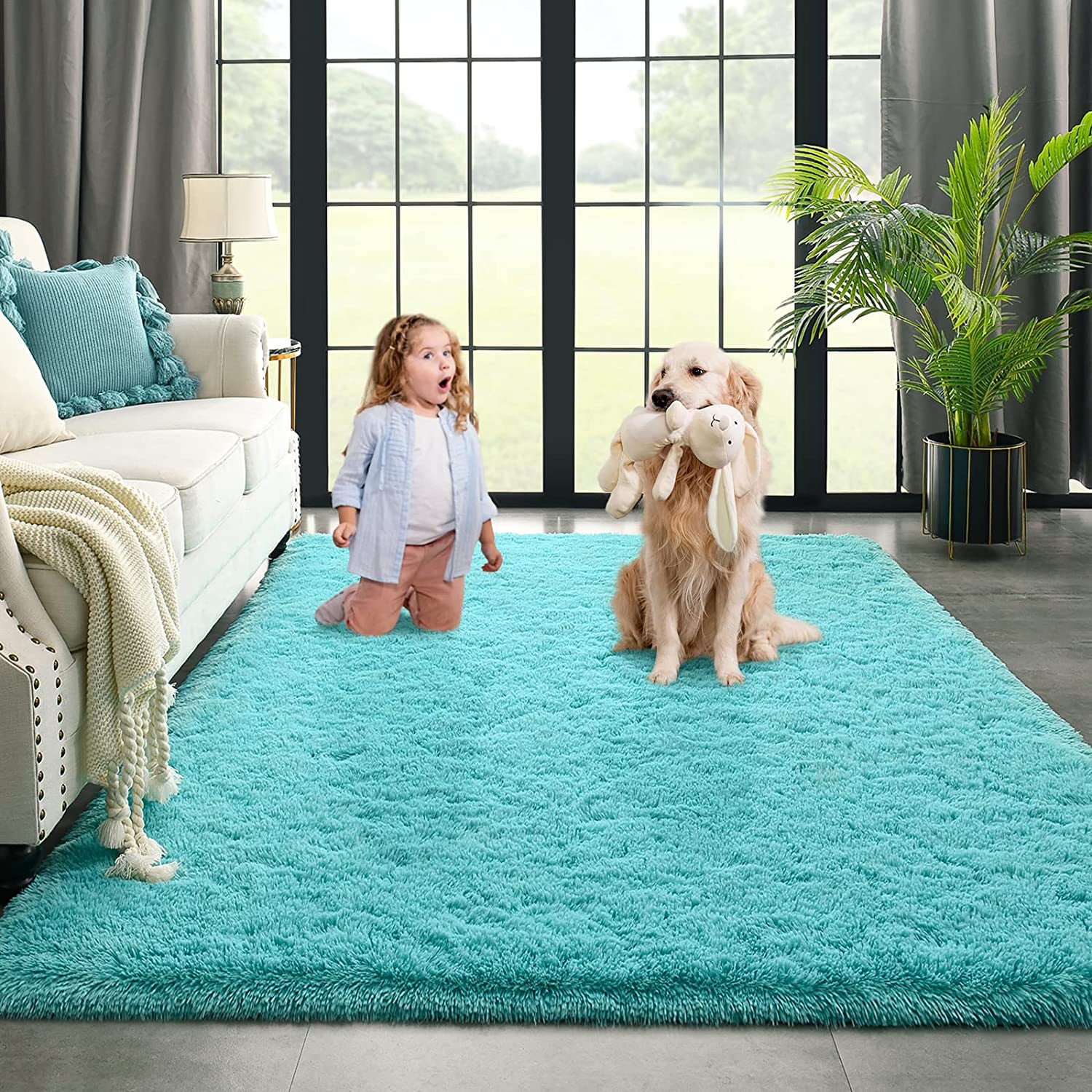 YJ.GWL Fluffy Area Rugs Plush Shaggy Rug Fuzzy Carpet for Bedroom ...