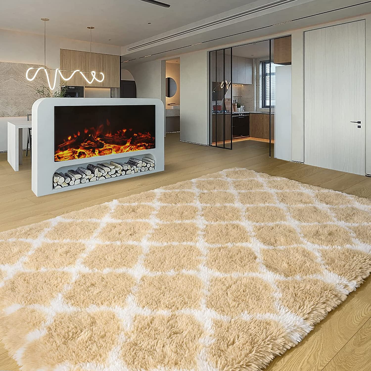 YJ.GWL Fluffy Area Rugs Soft Accent Rug for Bedroom Living Room Shaggy ...