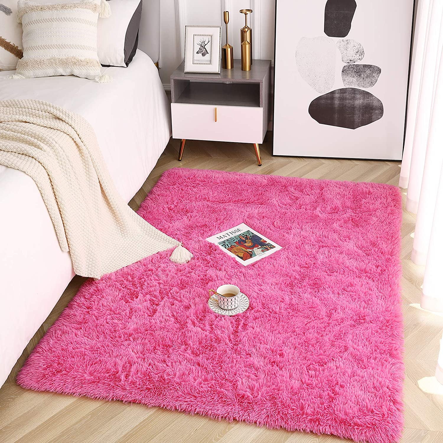 YJ.GWL Fluffy Plush Fuzzy Rugs for Living Room Soft Shaggy Nursery Area ...