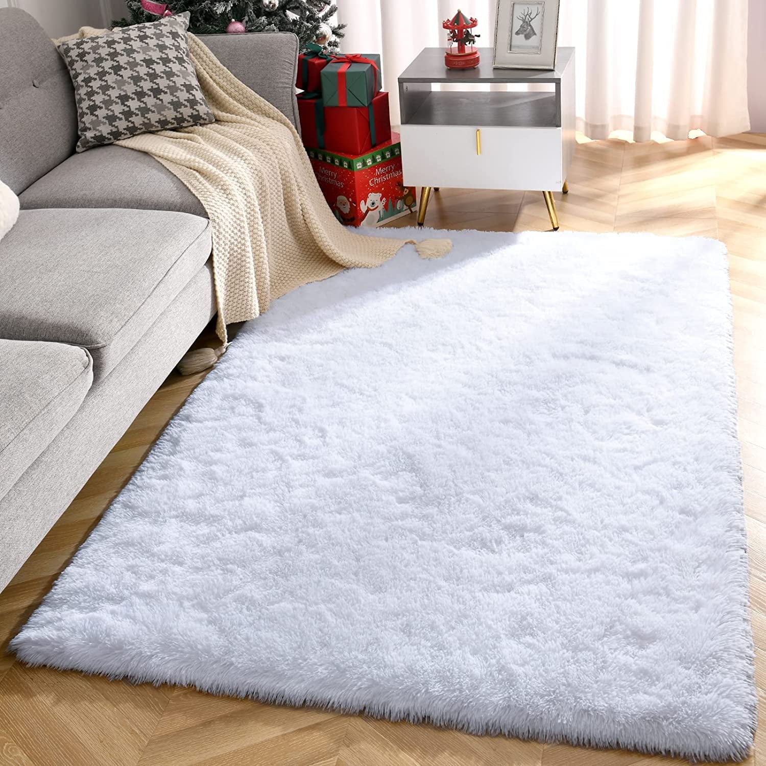 YJ.GWL Fluffy Plush Fuzzy Rugs for Living Room Soft Shaggy Nursery Area ...