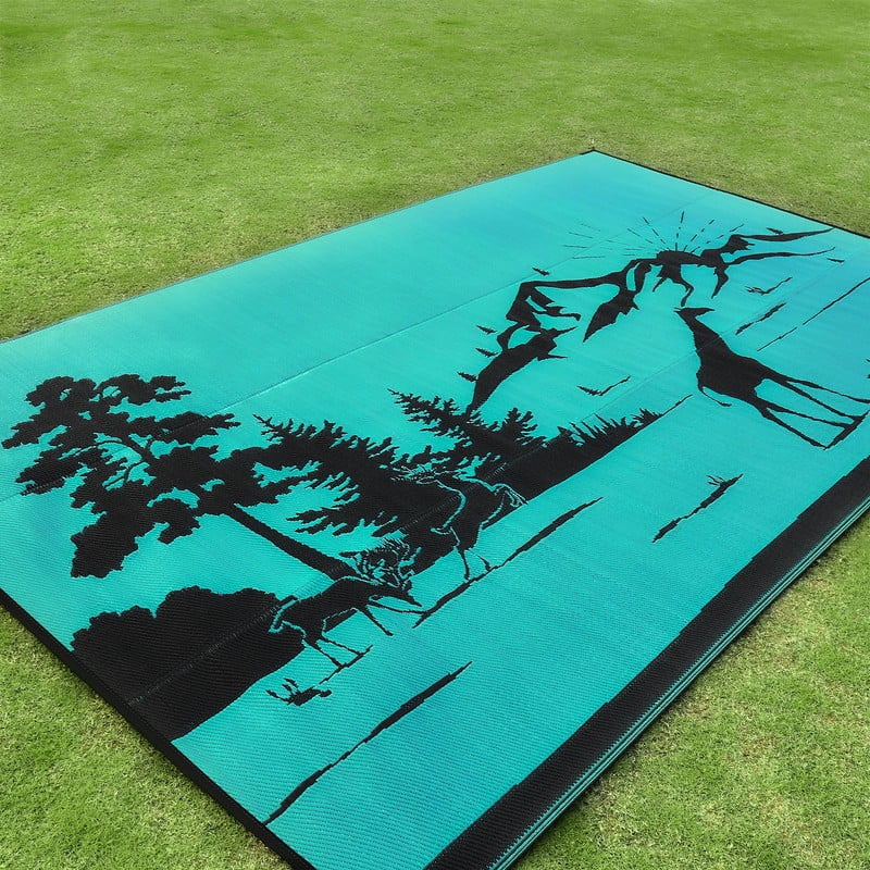 YJ.GWL Outdoor Rug Reversible Portable Plastic Straw Camping Rugs for ...
