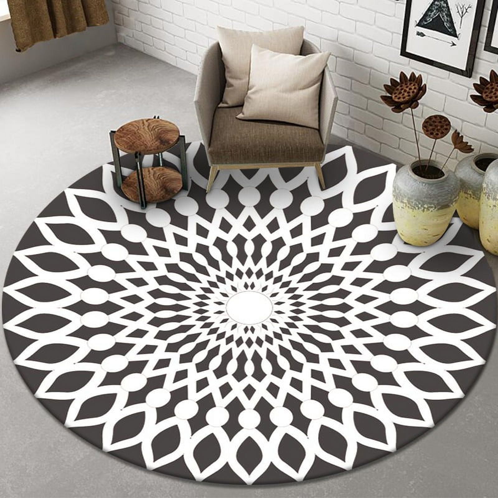 YJ.GWL Round Rug Circle Carpet Washable Non Slip Area Rugs Boho ...