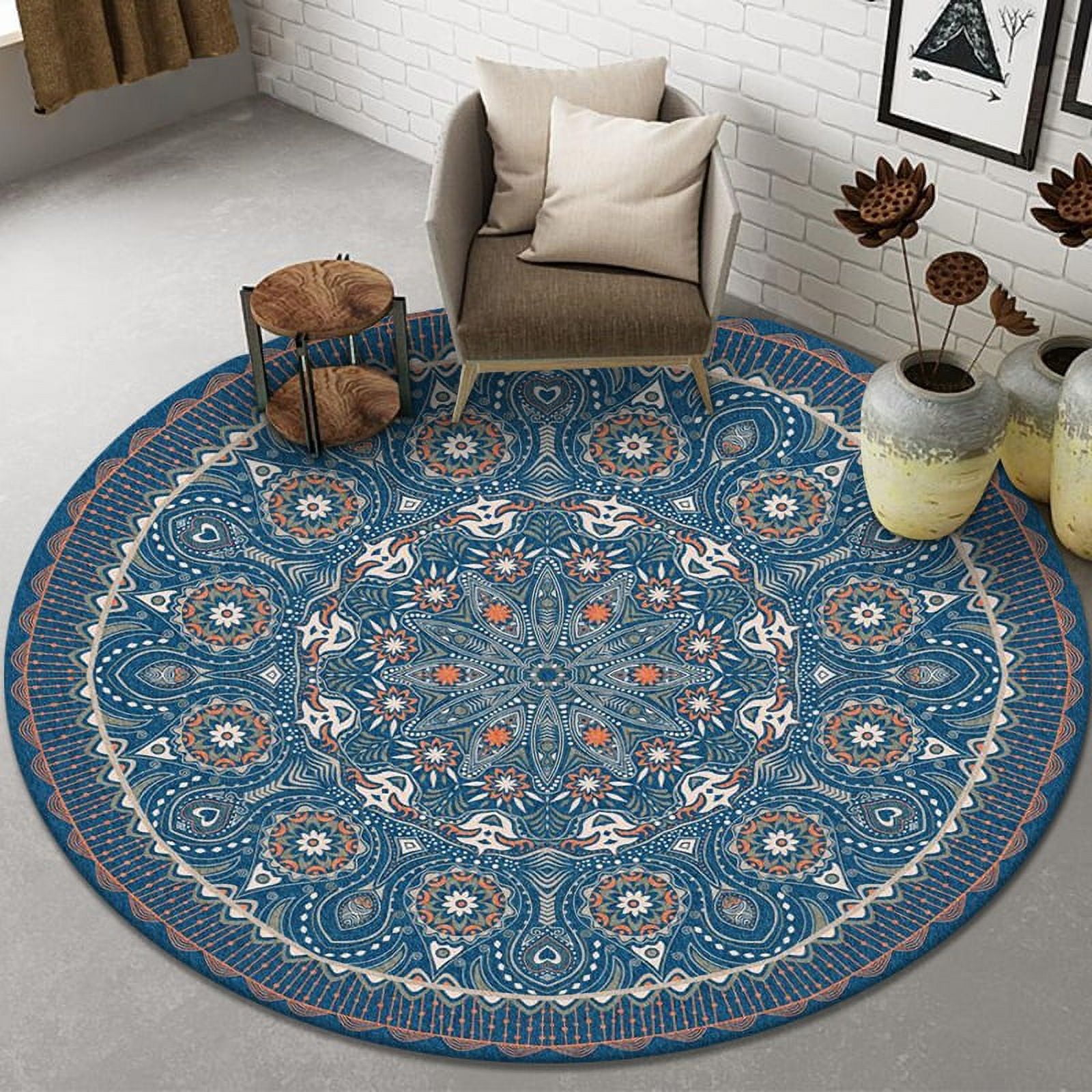 YJ.GWL Round Rug Circle Carpet Washable Non Slip Area Rugs Boho ...