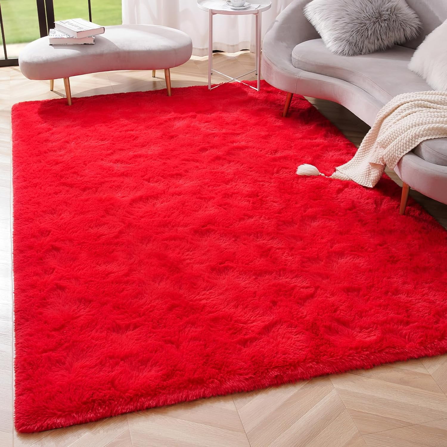 YJ.GWL Soft Fluffy Area Rug Shaggy Plush Rugs for Living Room Bedroom ...