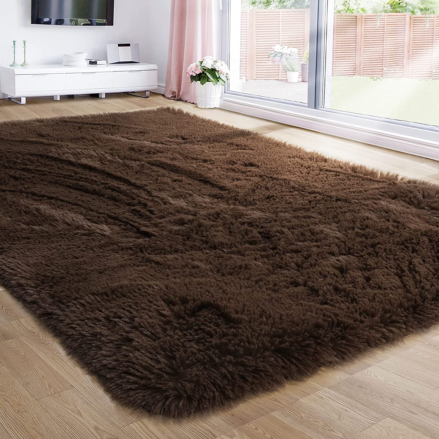 YJ.GWL Soft Fluffy Bedroom Rugs Shaggy Plush Area Rug for Living Room ...
