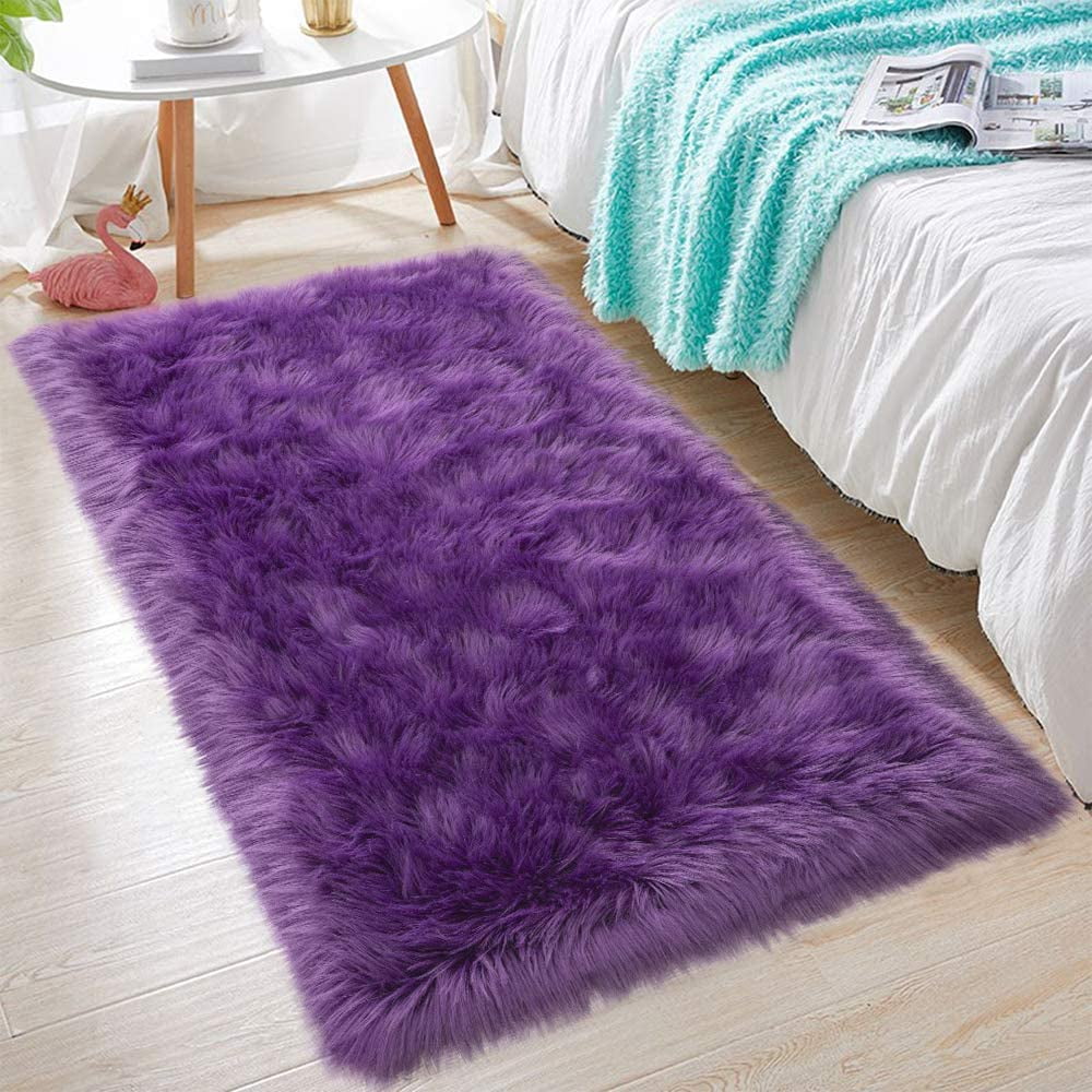 YJ.GWL Soft Fluffy Rugs Faux Sheepskin Area Rug for Living Room Bedroom ...