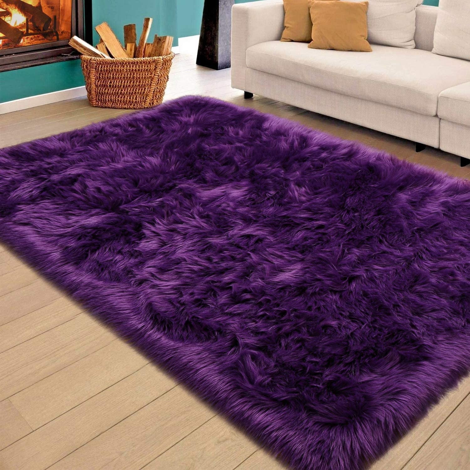 YJ.GWL Soft Fluffy Rugs Faux Sheepskin Area Rug for Living Room Bedroom ...