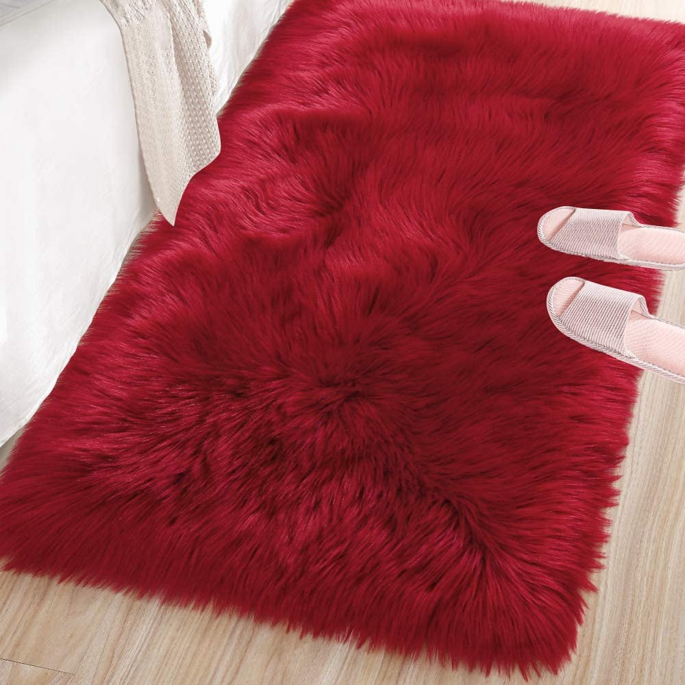 YJ.GWL Soft Fluffy Rugs Faux Sheepskin Area Rug for Living Room Bedroom ...