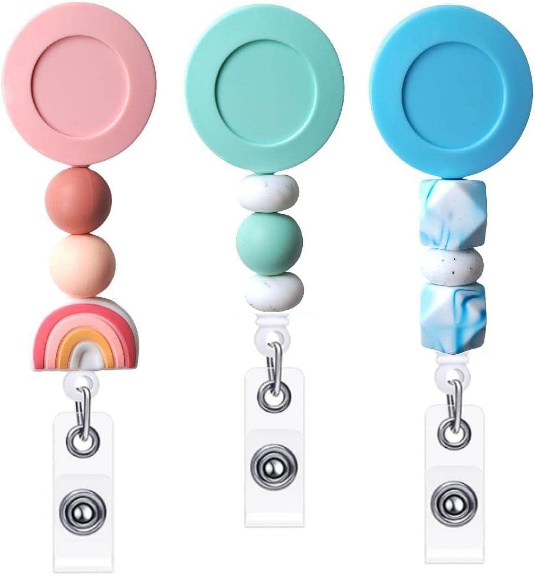 YJ PREMIUMS 3pc Silicone Bead Retractable Badge Holders for Nurse ...