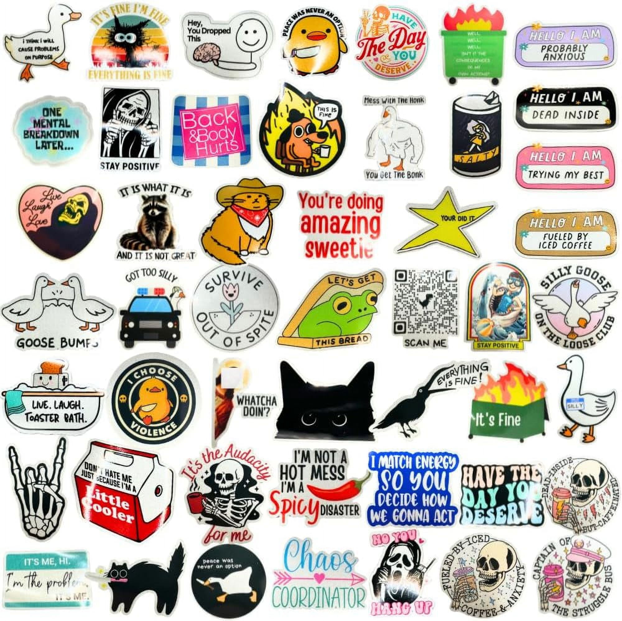 YJ Premiums 50 Funny Meme Stickers, Waterproof Vinyl for Laptop, Water ...